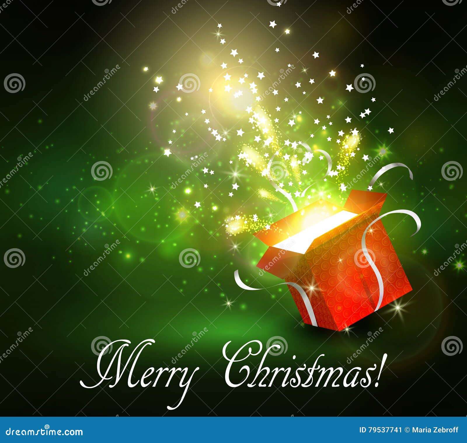 Christmas Background with Open Red Box Stock Vector - Illustration of ...