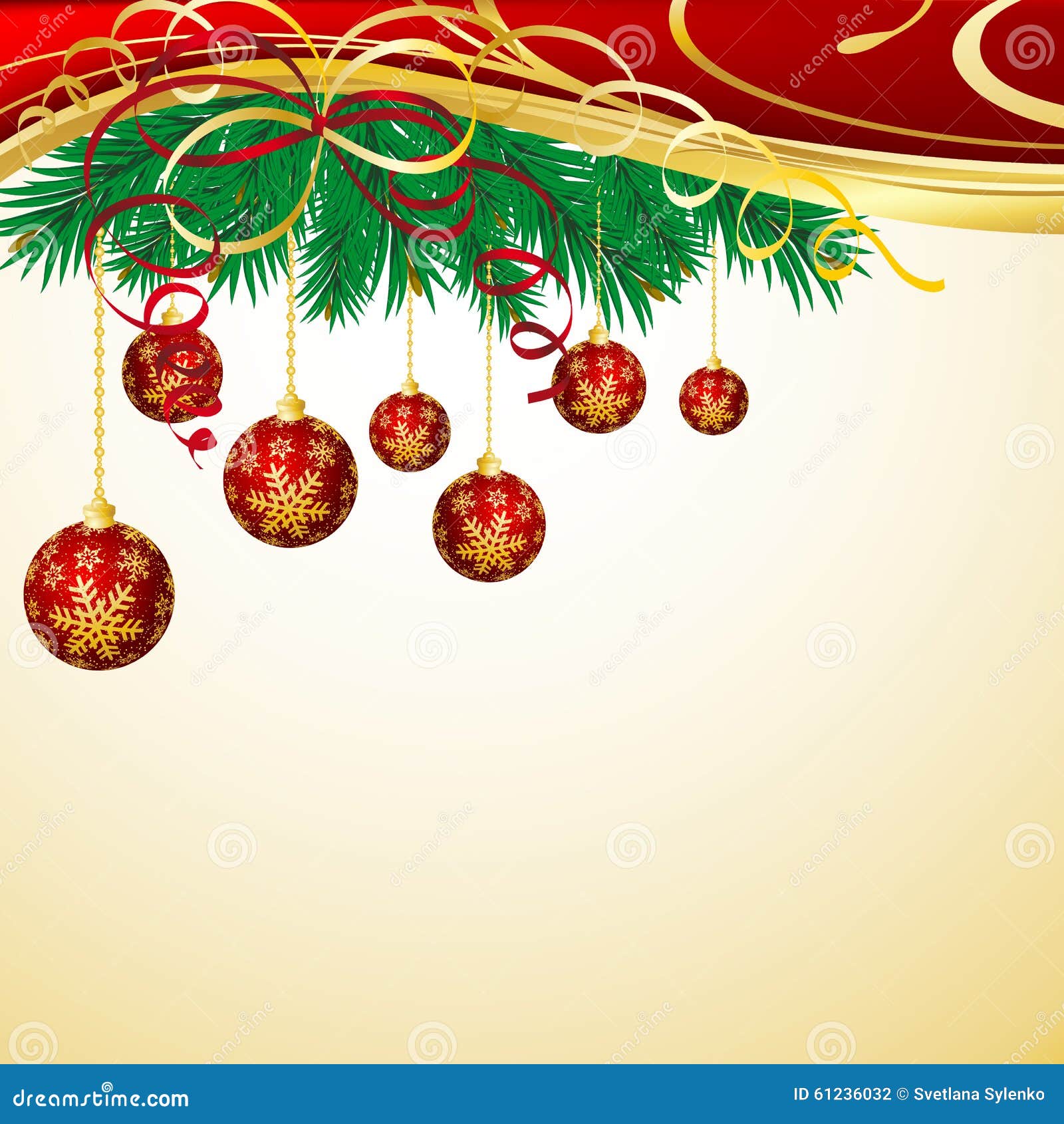 Christmas Background with Red Balls and Green Stock Vector ...