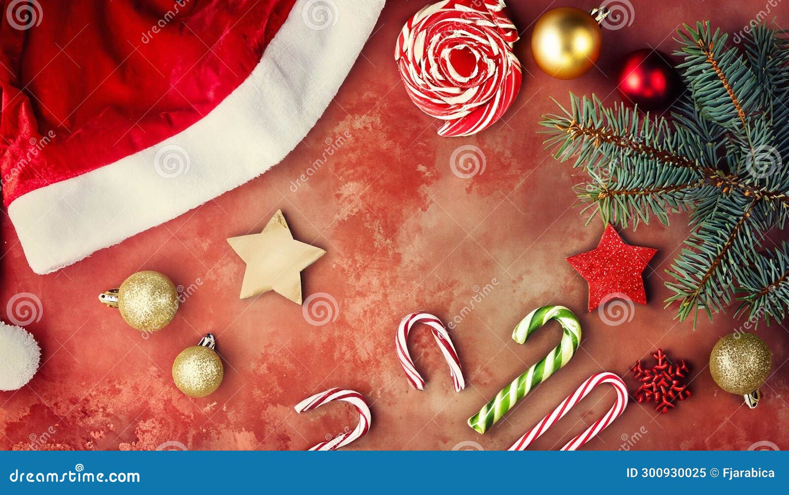 Christmas Background with Red Hat and Decorations Stock Illustration ...