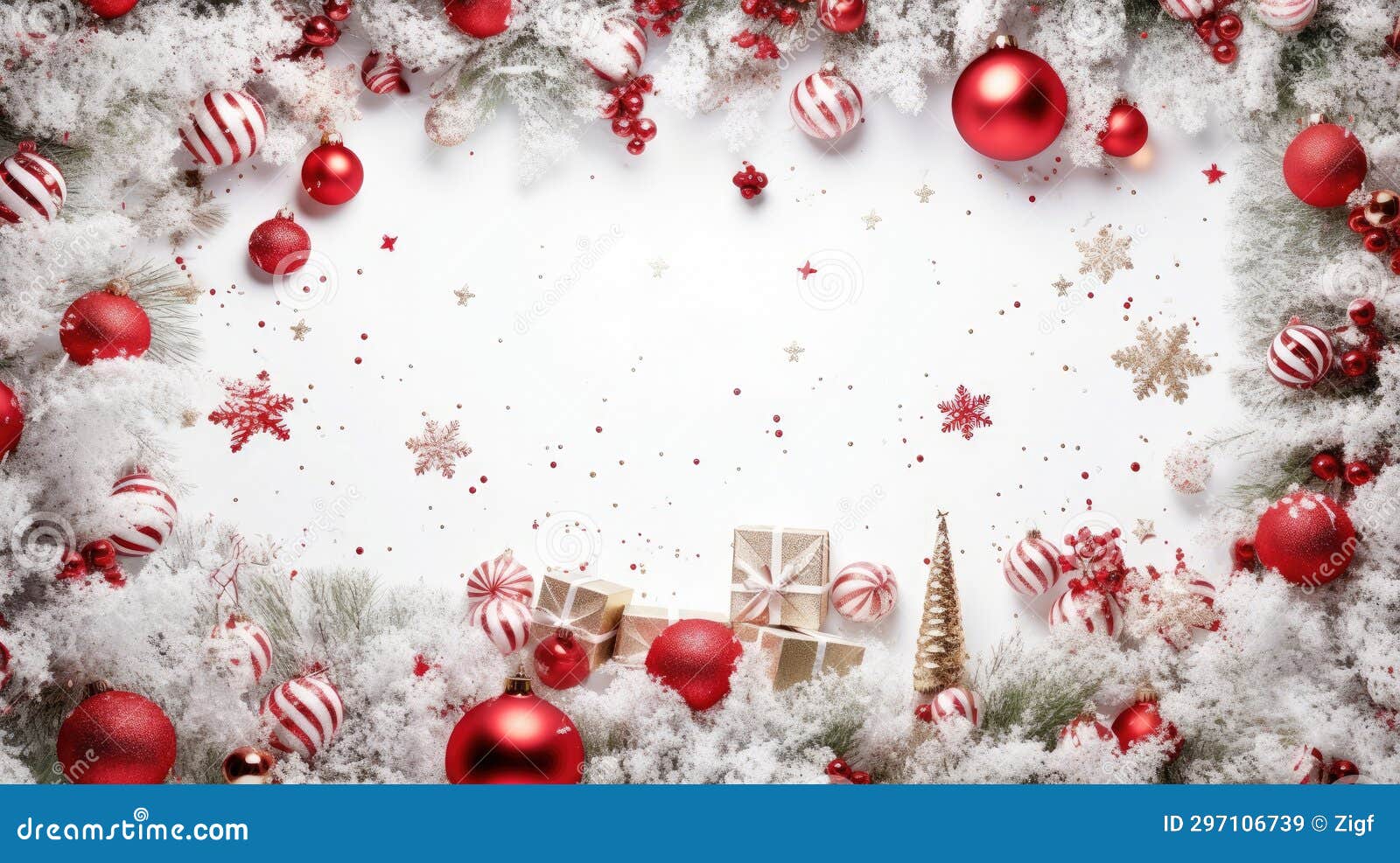 Christmas Background with Red and White Decorations Stock Illustration ...