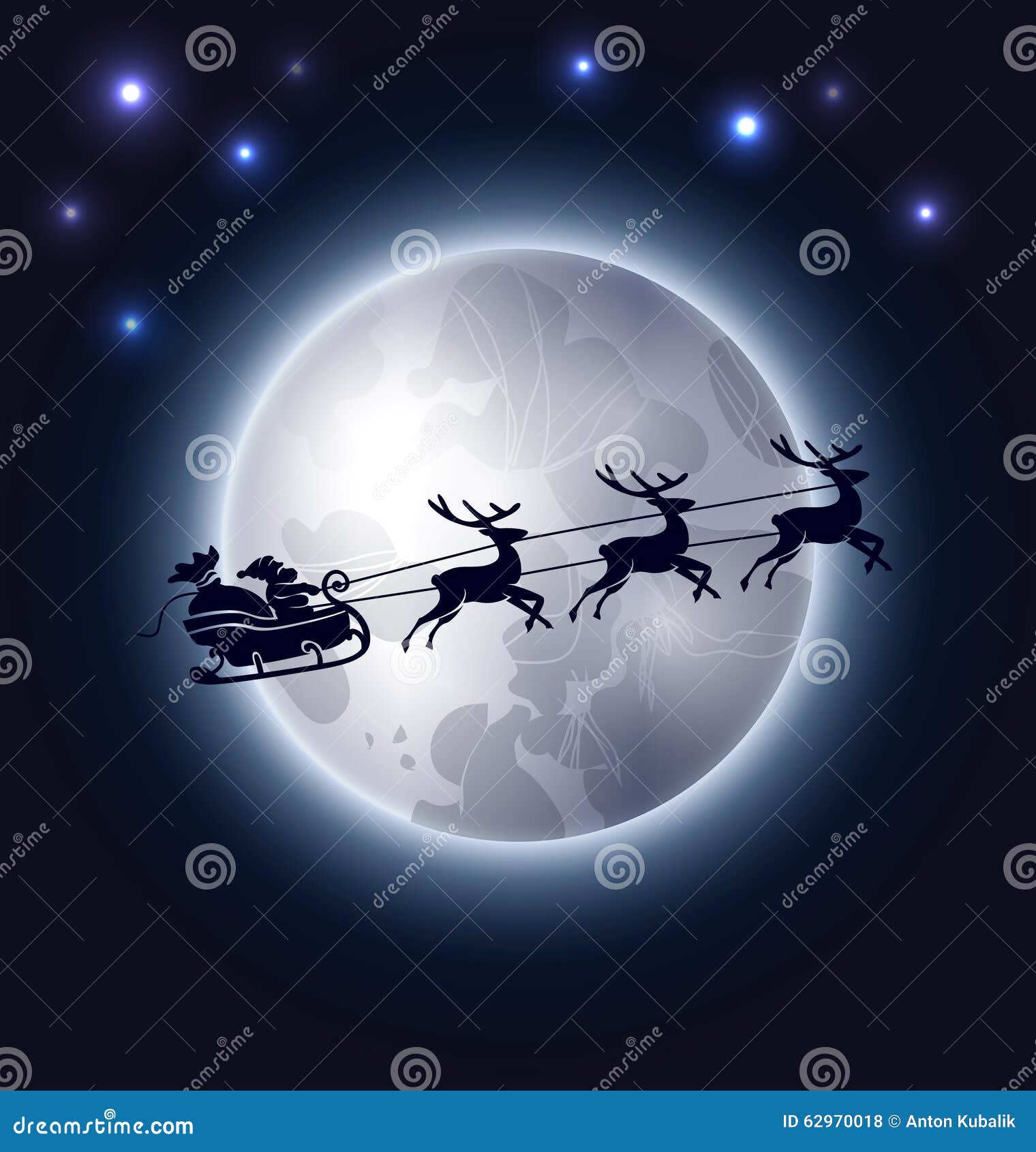 Christmas Background with Santa Claus and the Moon Stock Vector ...