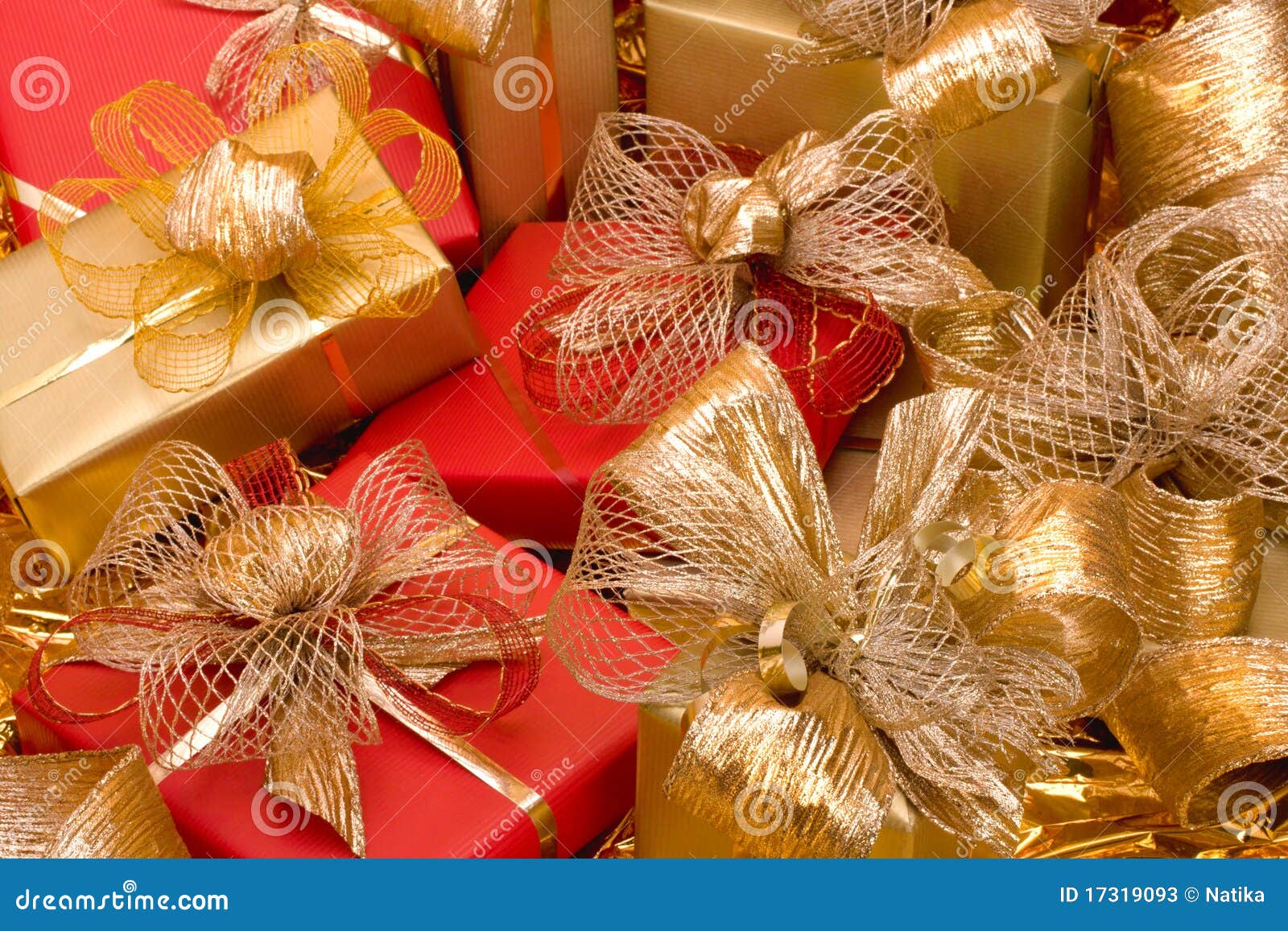 Christmas Background. Shiny Gifts Stock Image - Image of gift, ribbon ...