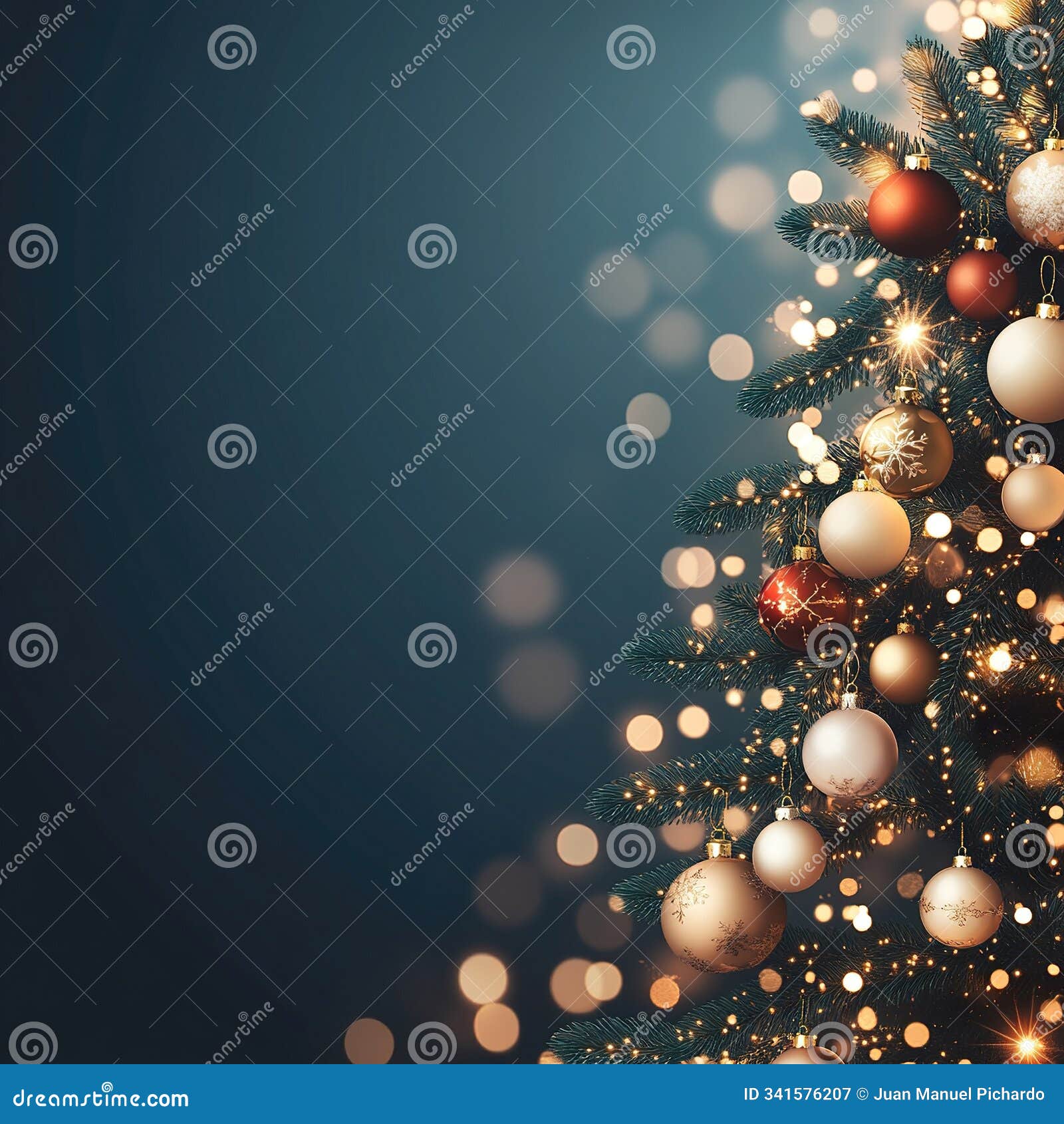 Christmas Background, Side of Christmas Tree with Different Coloured ...