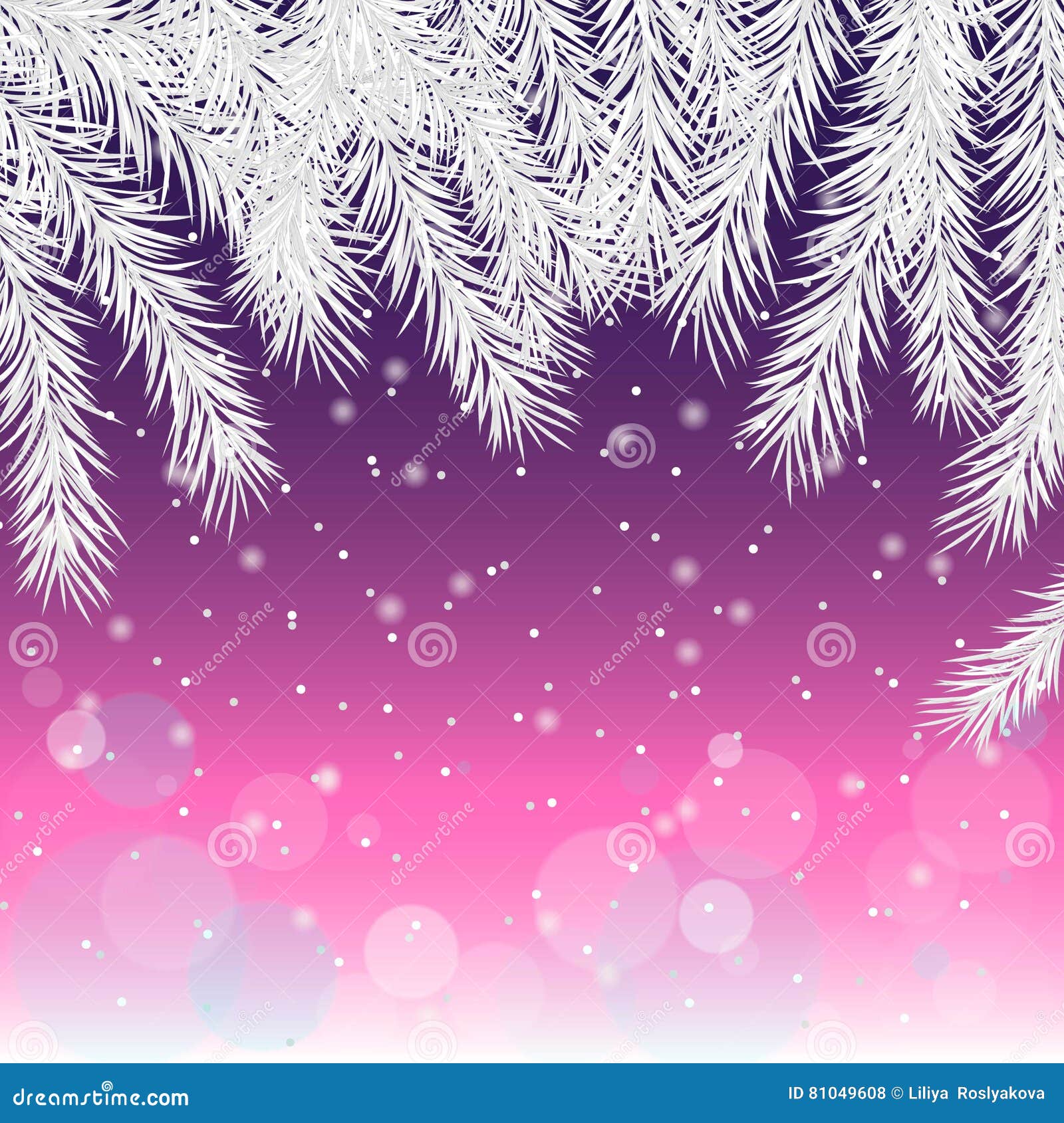 Christmas Background. Silver Branch of Spruce. Template for Your Text ...