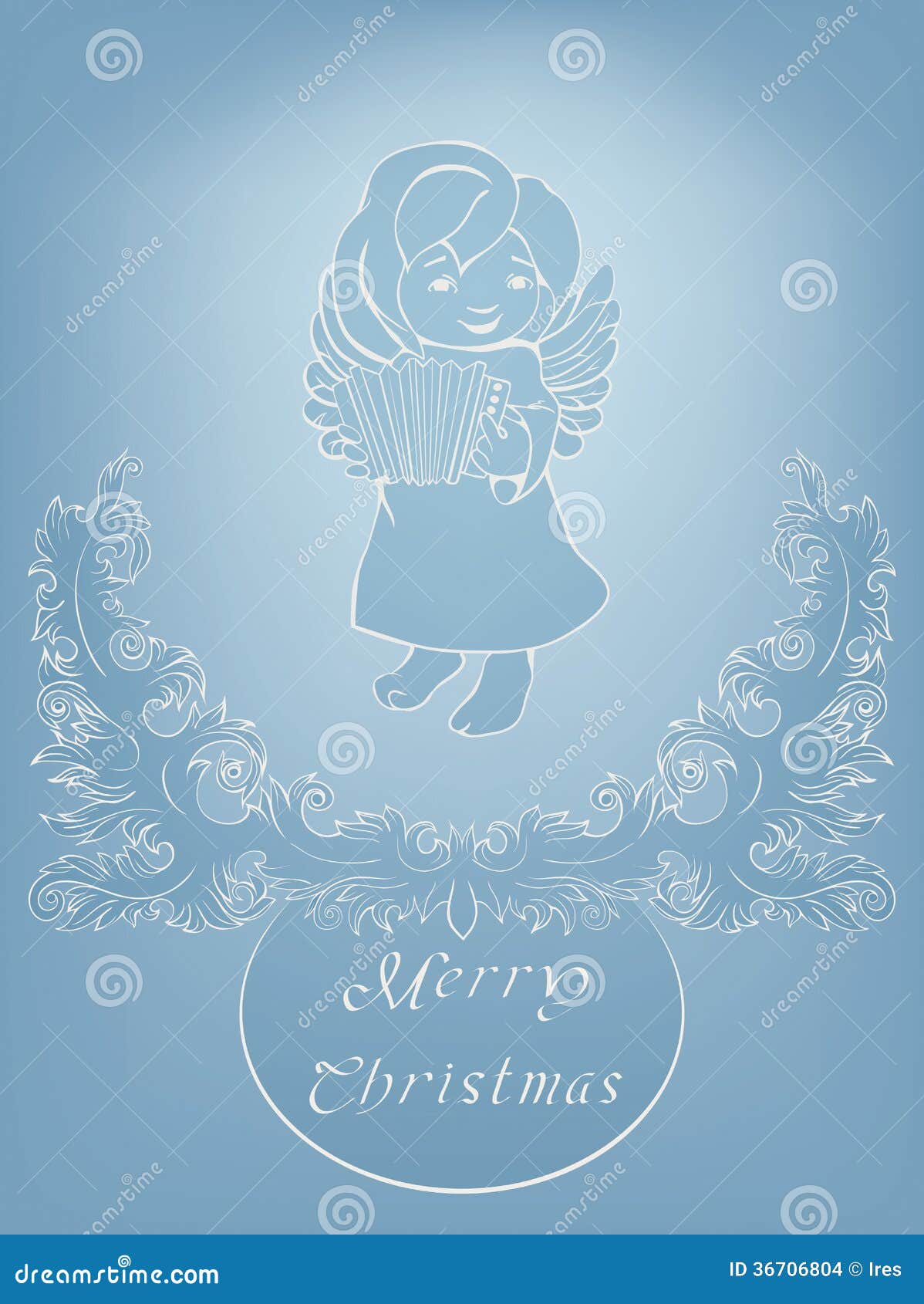 Christmas Background With Singing Angel. Stock Vector - Illustration of ...