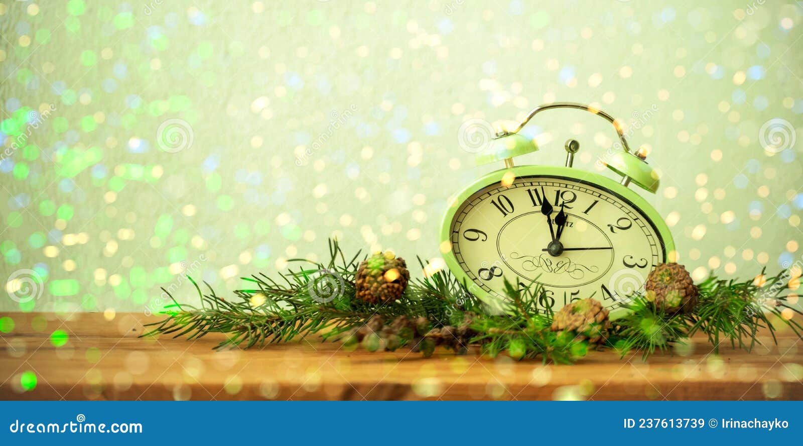 Christmas Background with Snow and Clock Face Stock Image - Image of ...