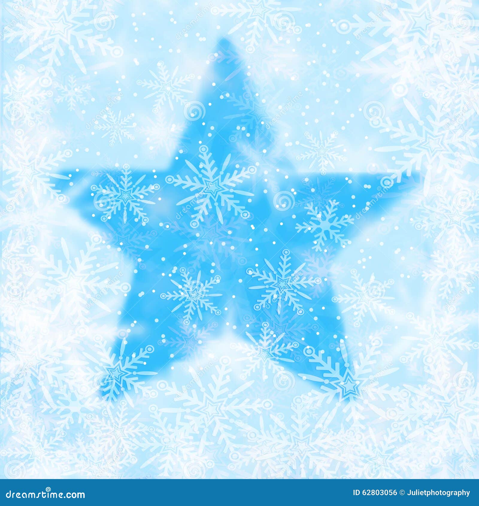 Christmas Background with Snowflakes and the Shape of a Star Stock ...