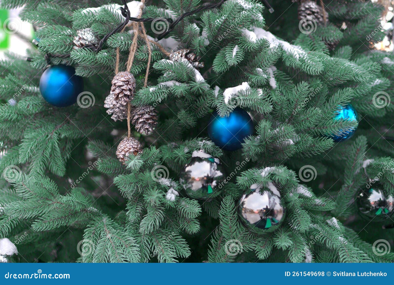 Christmas Background from the Branches of a Christmas Tree Decorated ...