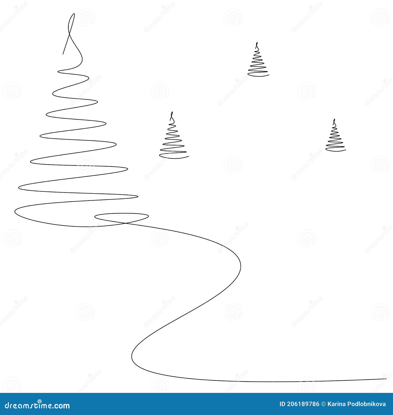 Christmas Background with Tree One Line Draw Stock Illustration ...