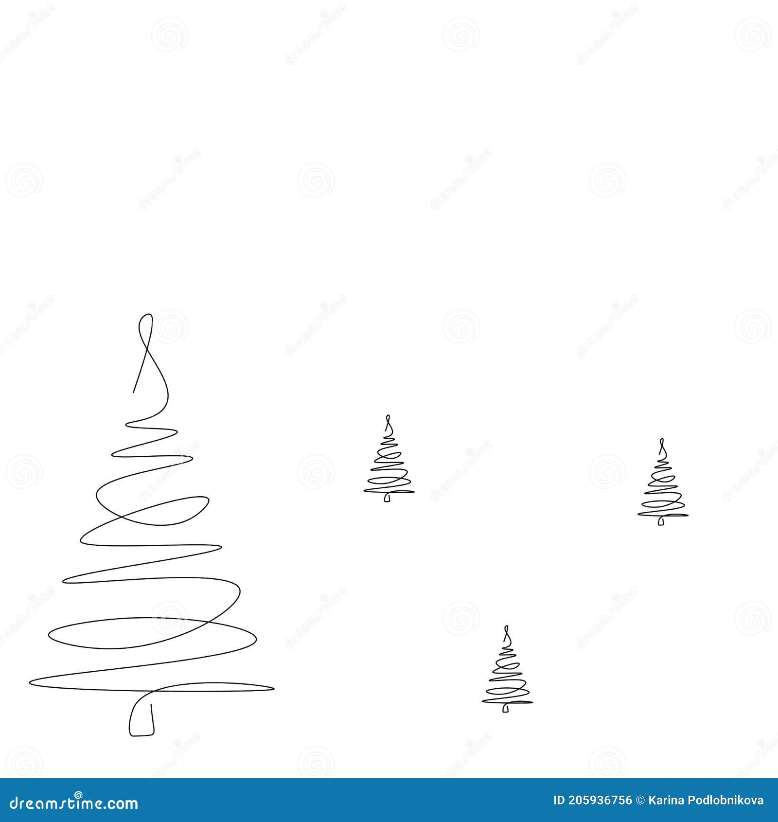 Christmas Background with Tree One Line Draw Stock Illustration ...
