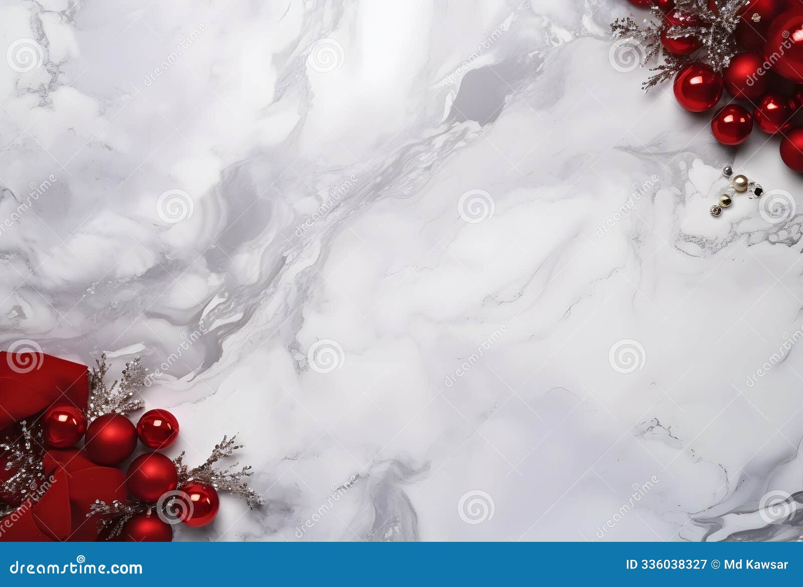 Christmas Marble Background with Red Ornaments Stock Illustration ...