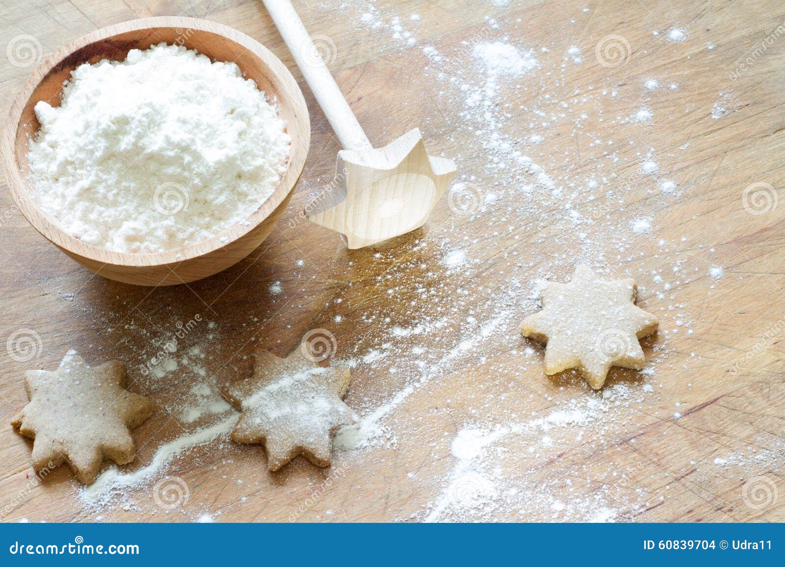 Christmas Baking Abstract Star Cookies with Flour Stock Photo - Image ...