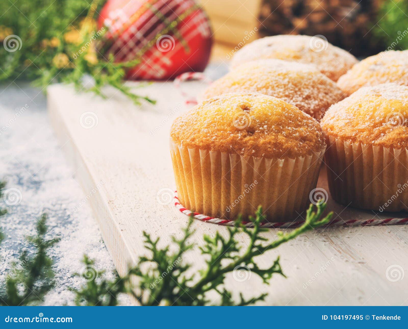 Christmas Baking Muffins with Icing Sugar Stock Image - Image of ...