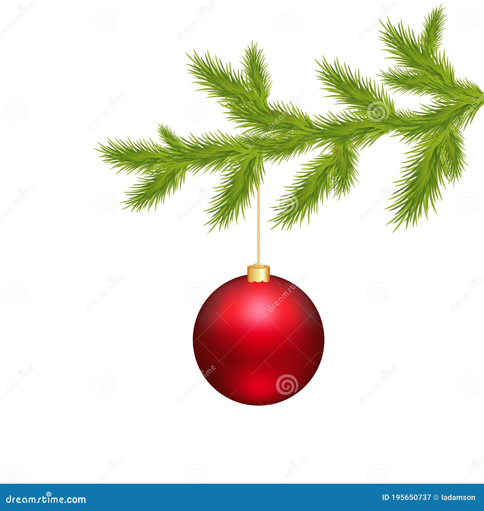 Christmas Ball and Branch Tree Stock Vector - Illustration of ...