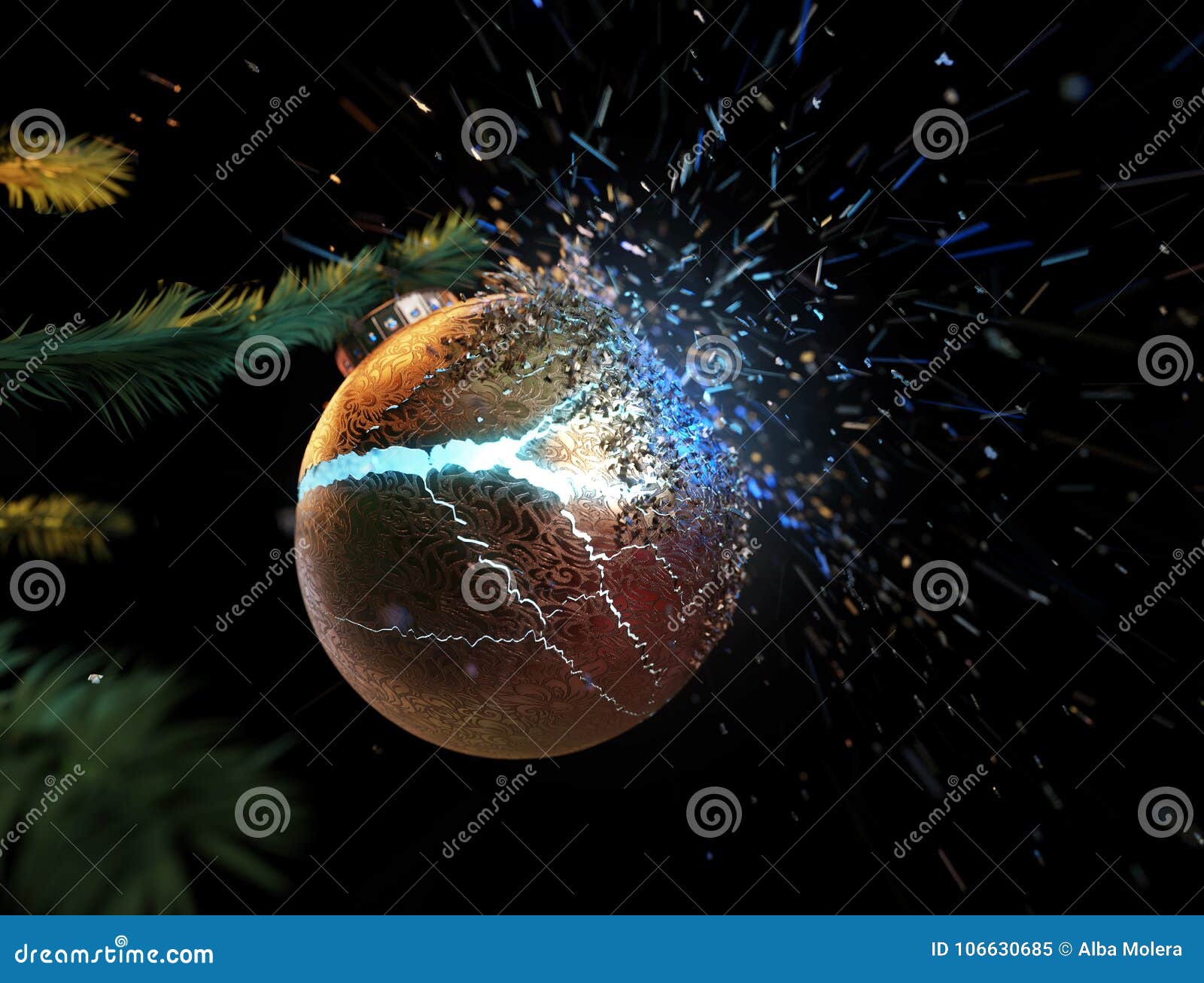 Christmas Ball Exploding while on the Tree Stock Image - Image of ...