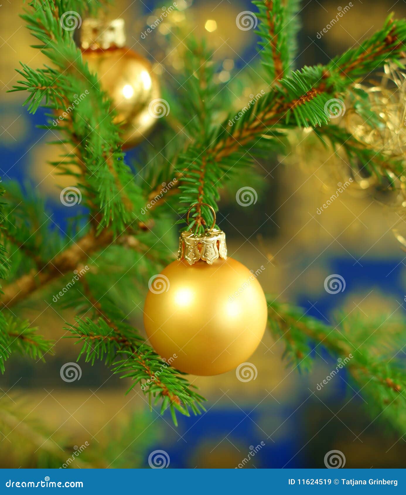 Christmas Ball on Fir-tree Branch Stock Image - Image of ornament ...