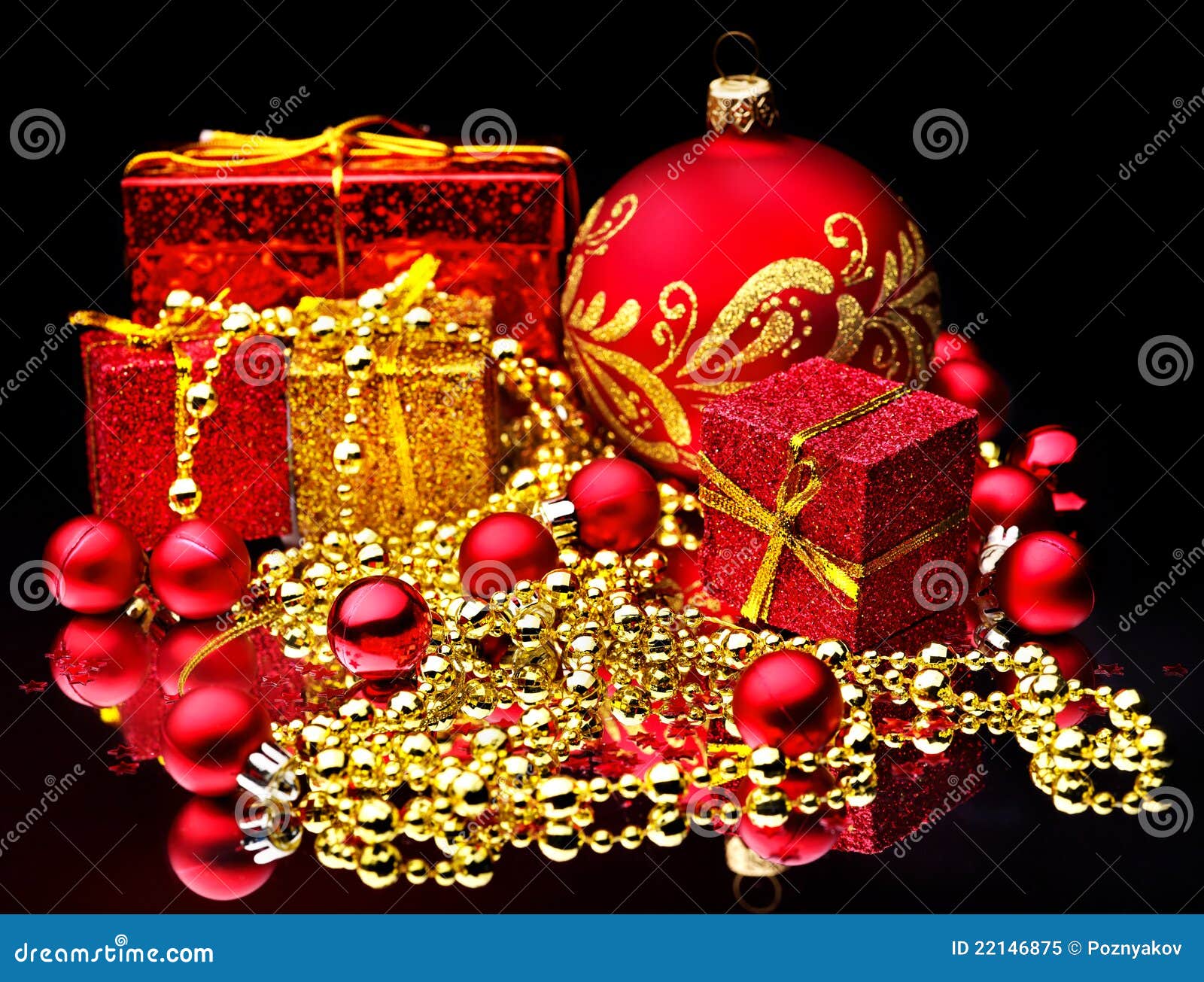 Christmas Ball and Gift Box. Stock Image - Image of decorative ...