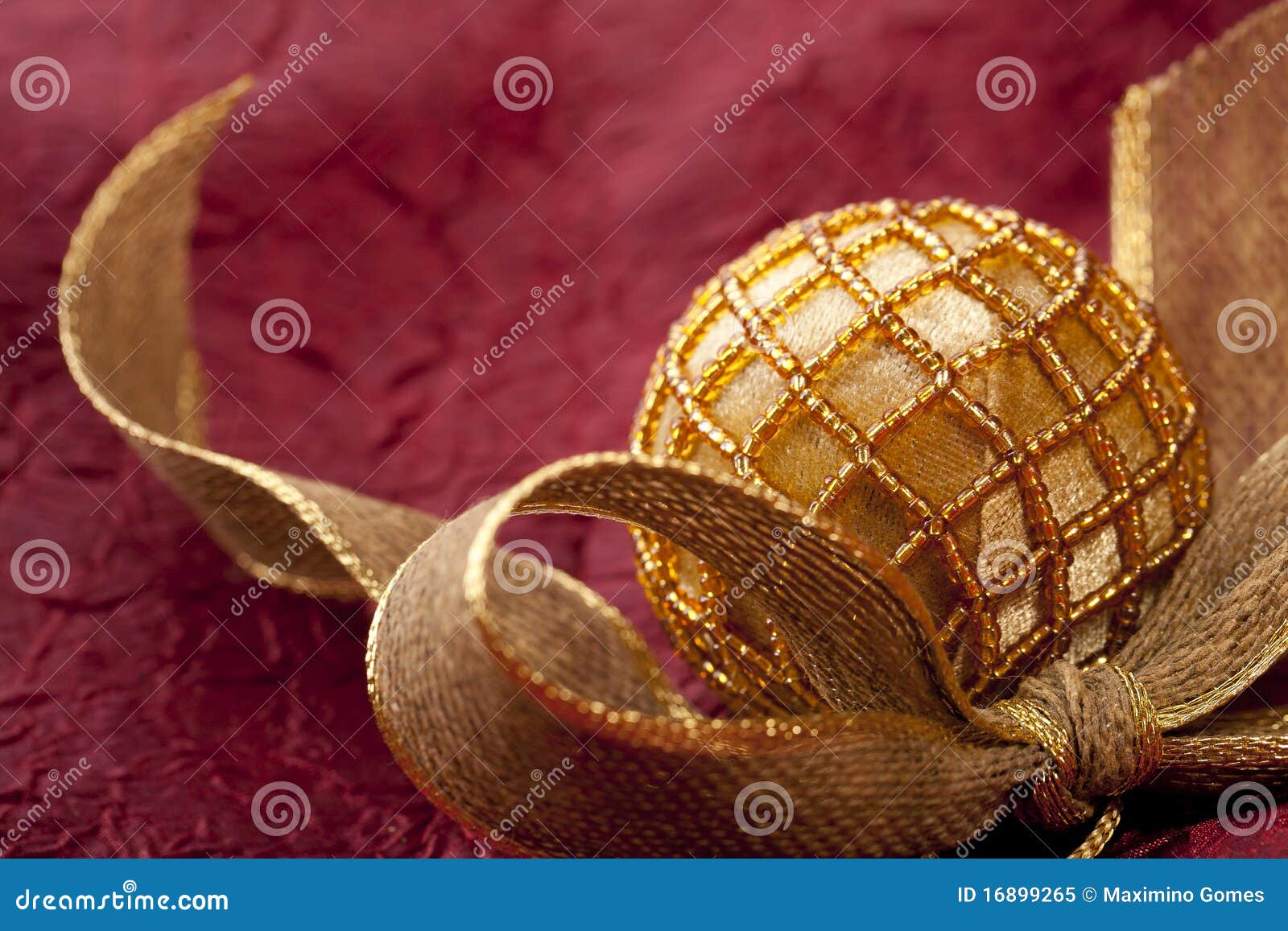 Christmas Ball with Golden Ribbon Stock Image - Image of ball, circle ...