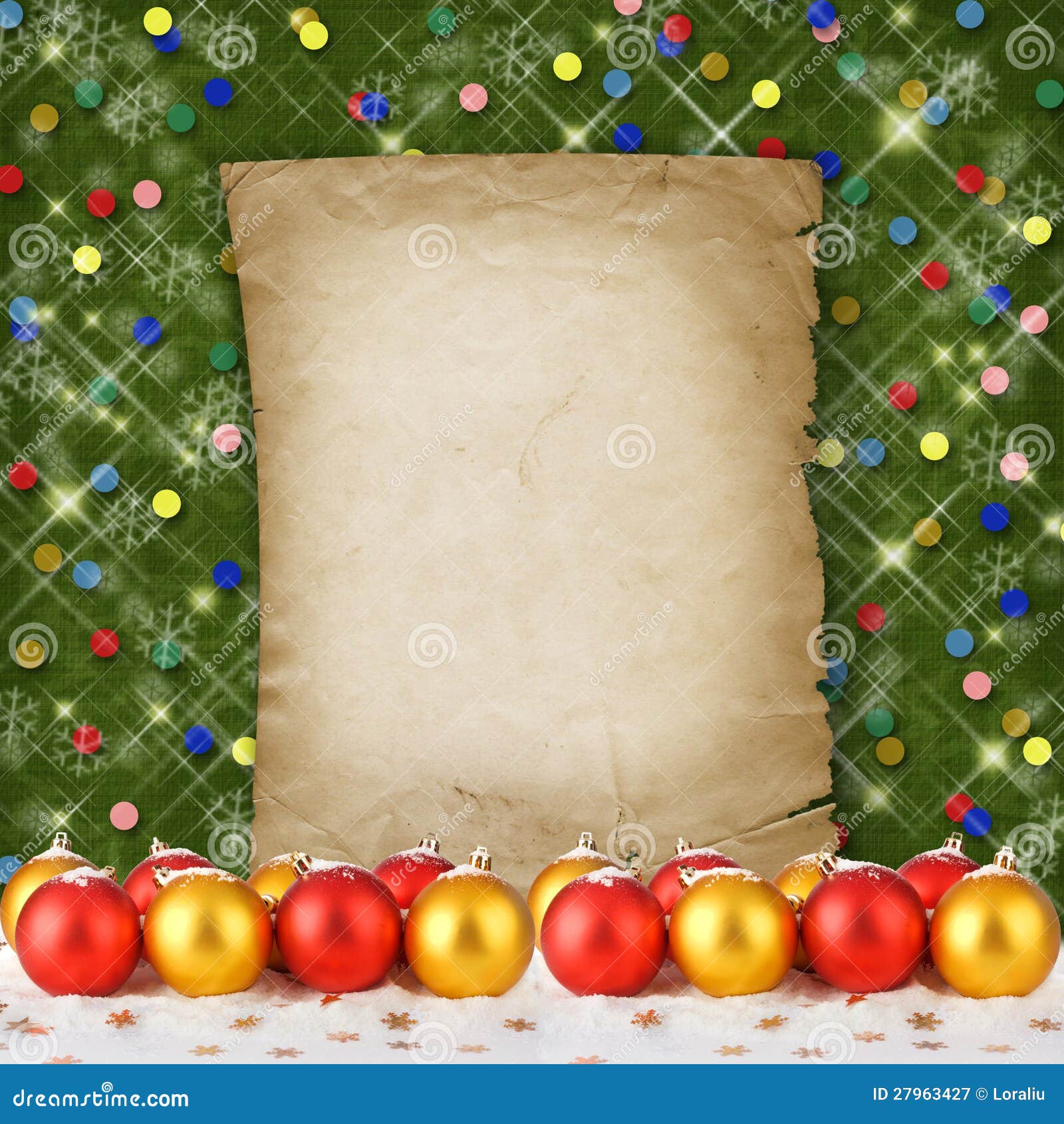 Christmas Ball with Greeting Card Stock Illustration - Illustration of ...