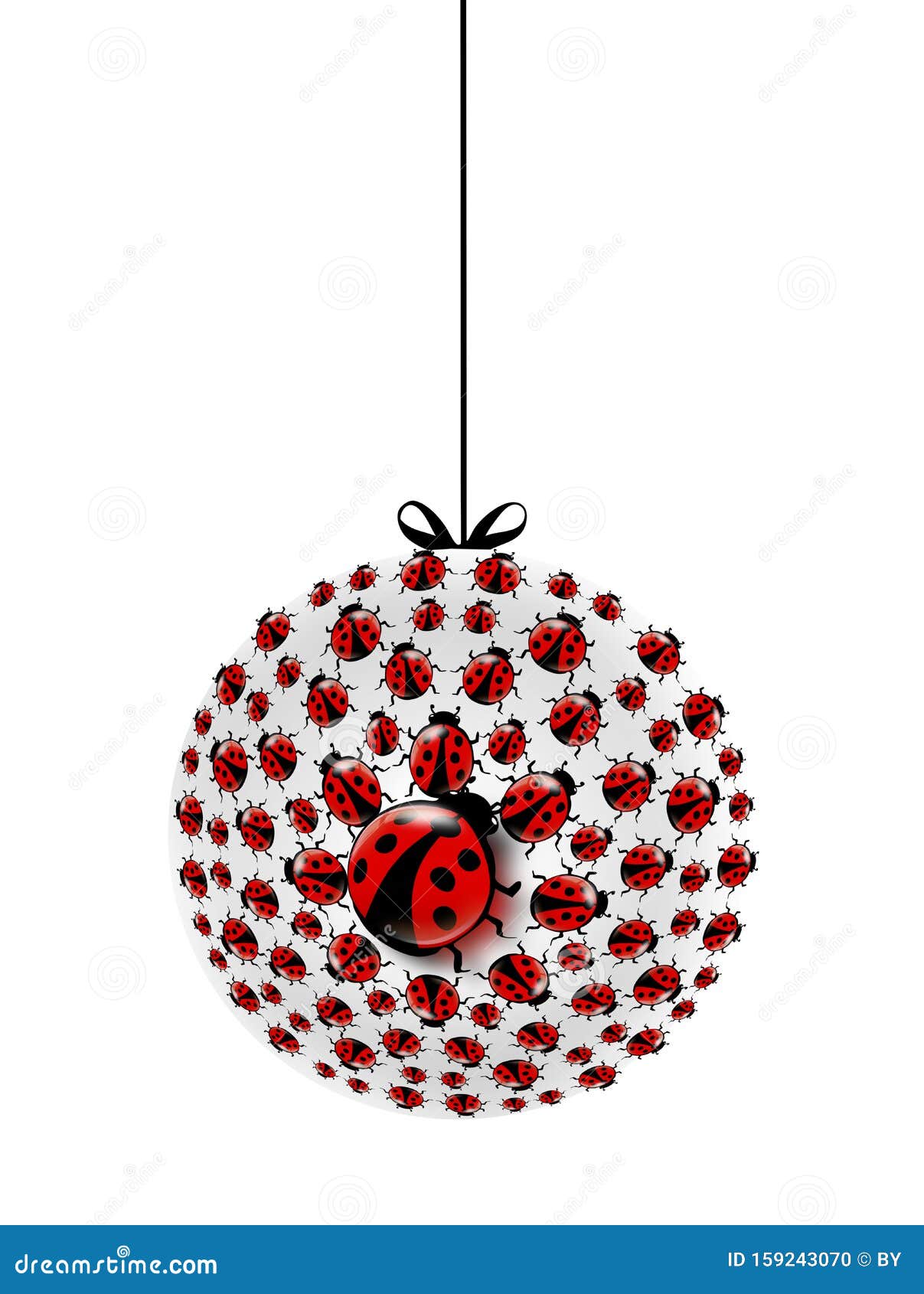 Christmas Ball of ladybugs stock illustration. Illustration of point ...