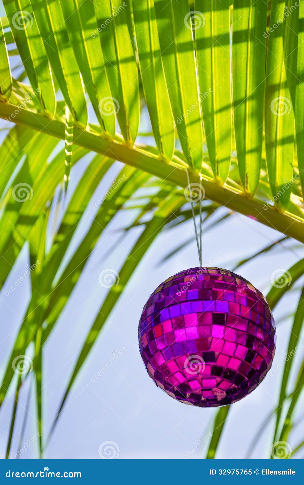 Christmas Ball on Palm Tree Stock Image - Image of holiday, year: 32975765