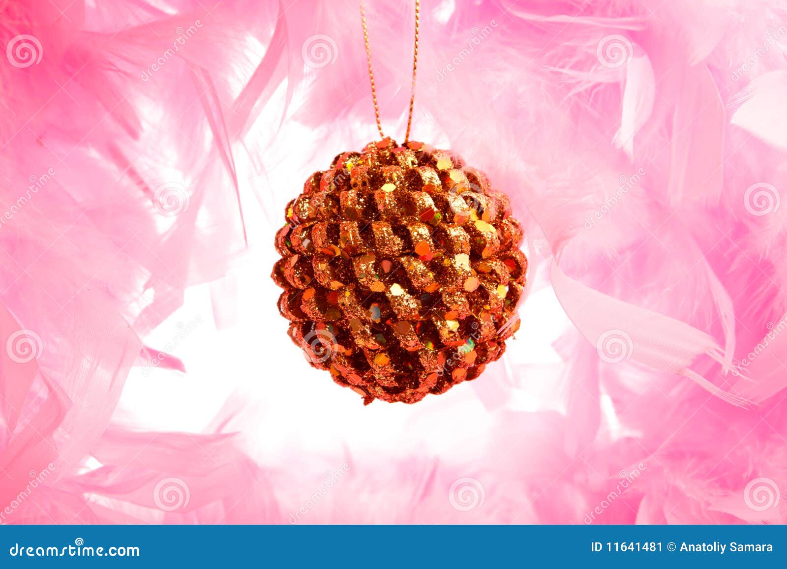 Christmas Ball on Pink Fluff Stock Image - Image of cherry, glass: 11641481