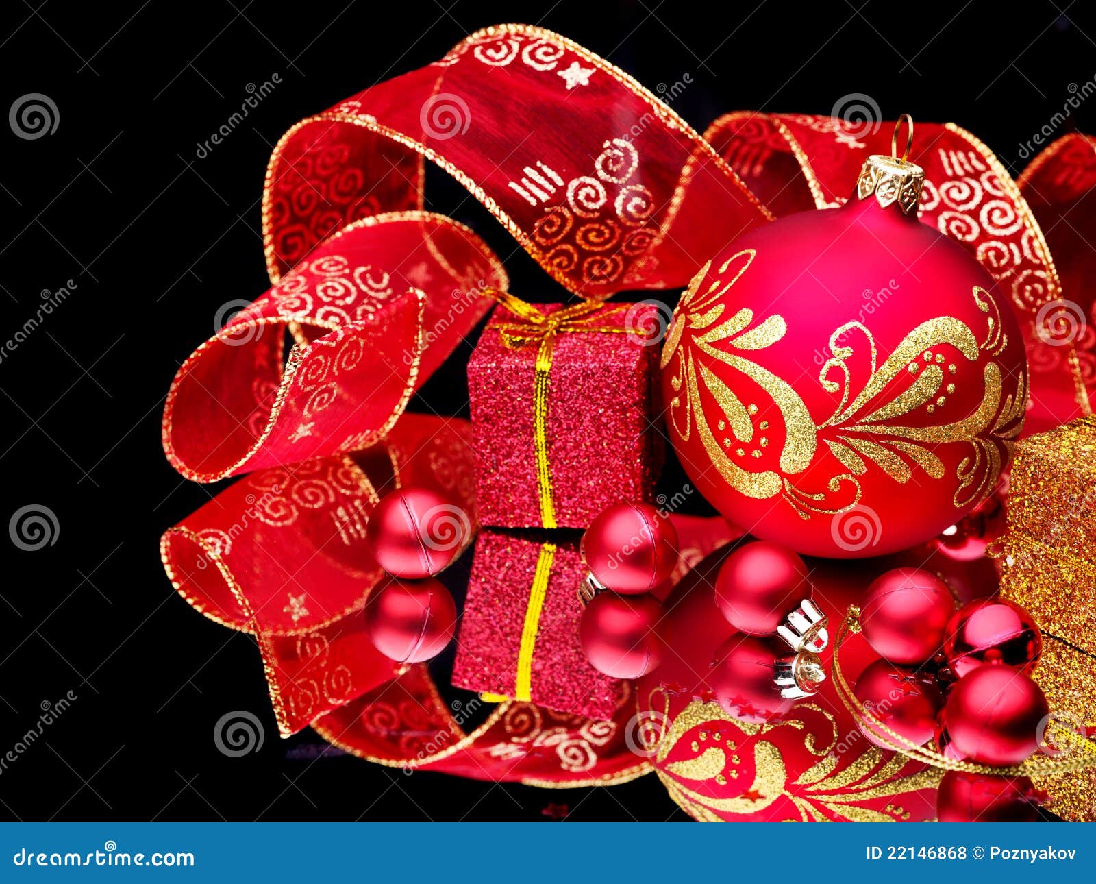Christmas ball and ribbon. stock photo. Image of ribbon - 22146868
