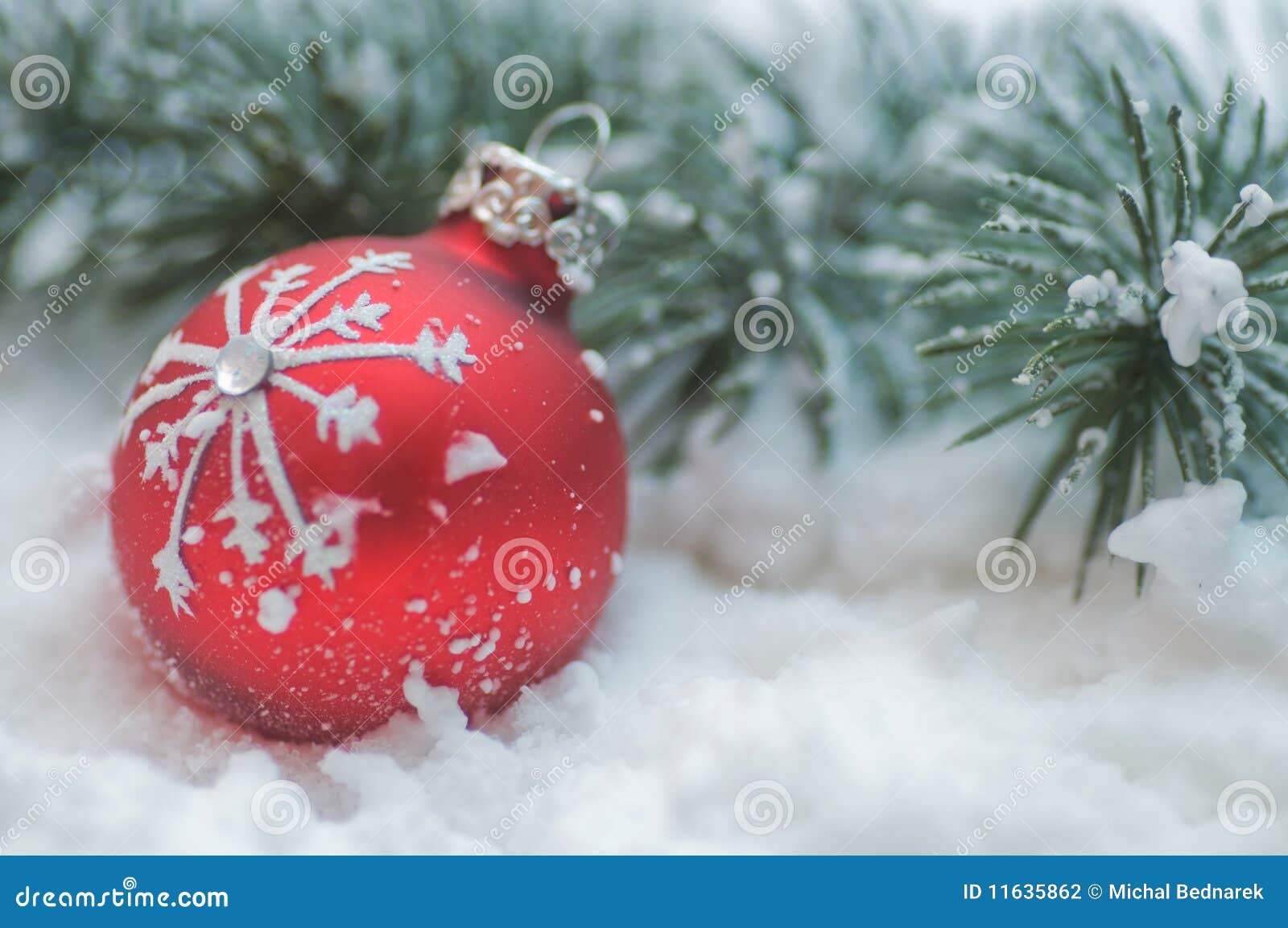 Christmas ball in snow stock photo. Image of ornament - 11635862