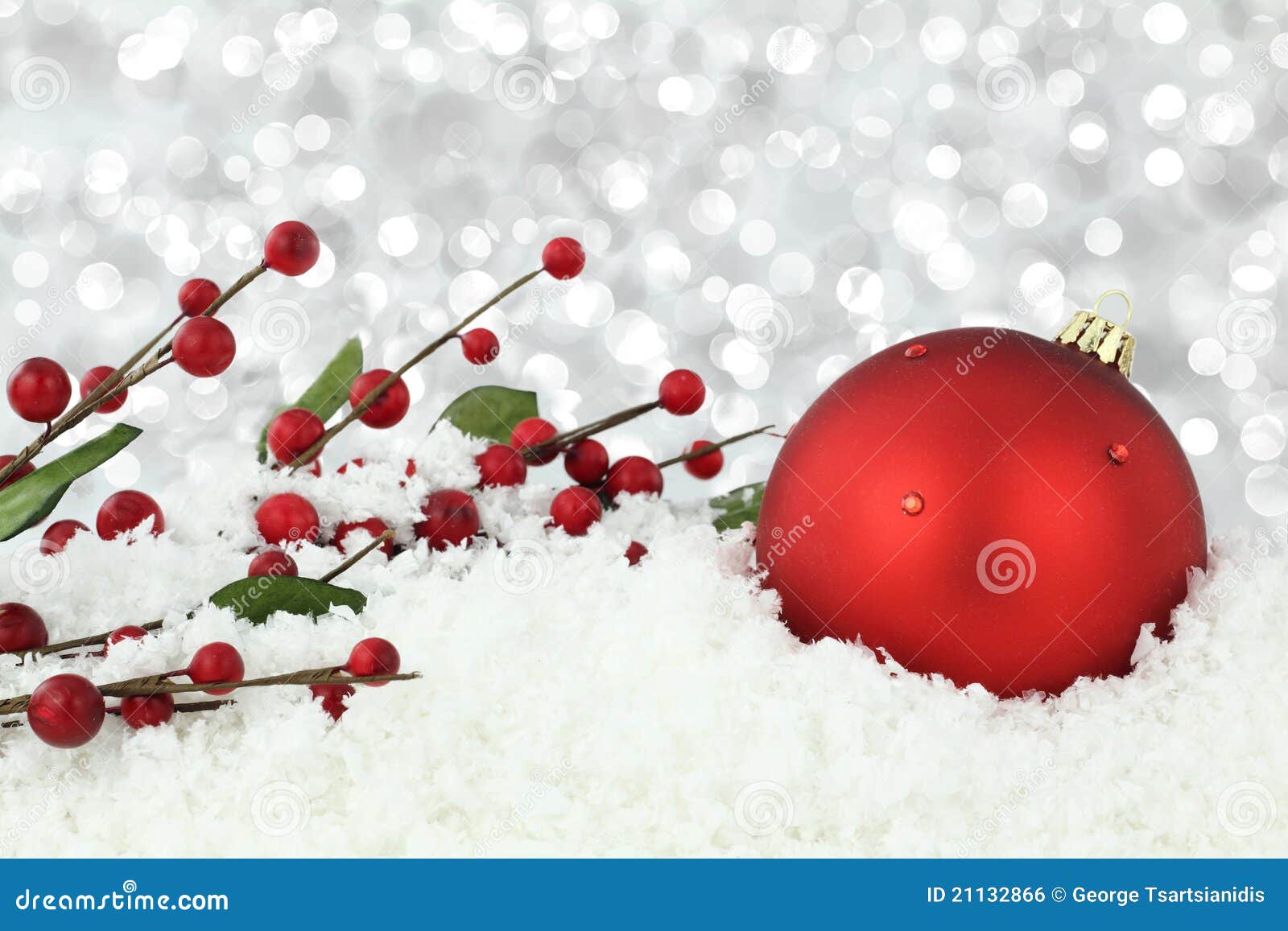 Christmas ball on snow stock photo. Image of lights, beauty - 21132866