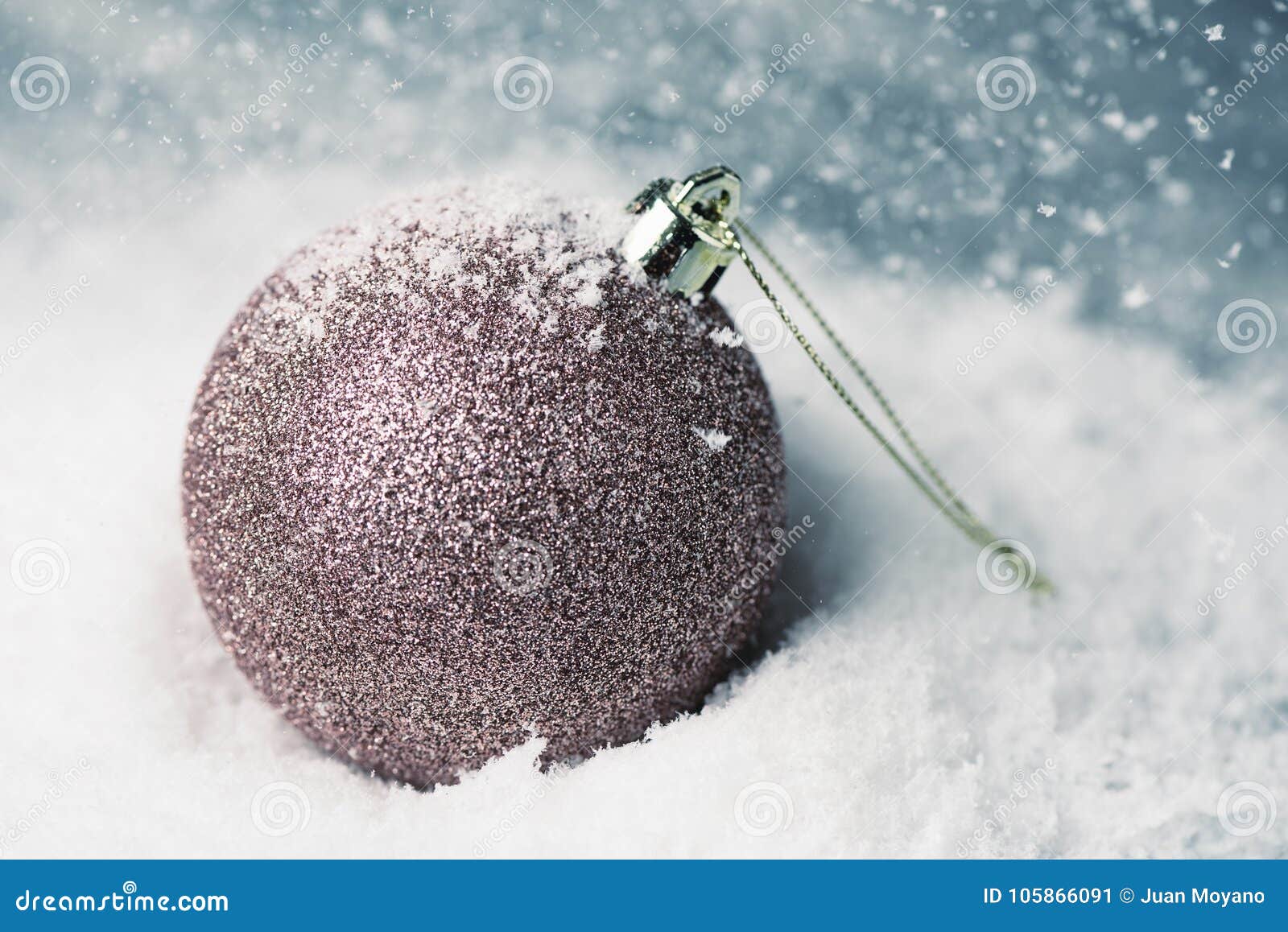 Christmas ball on the snow stock image. Image of decorative - 105866091