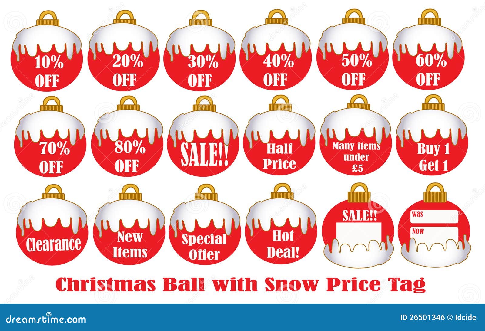 Christmas Ball with Snow Price Tag Stock Vector - Illustration of white ...