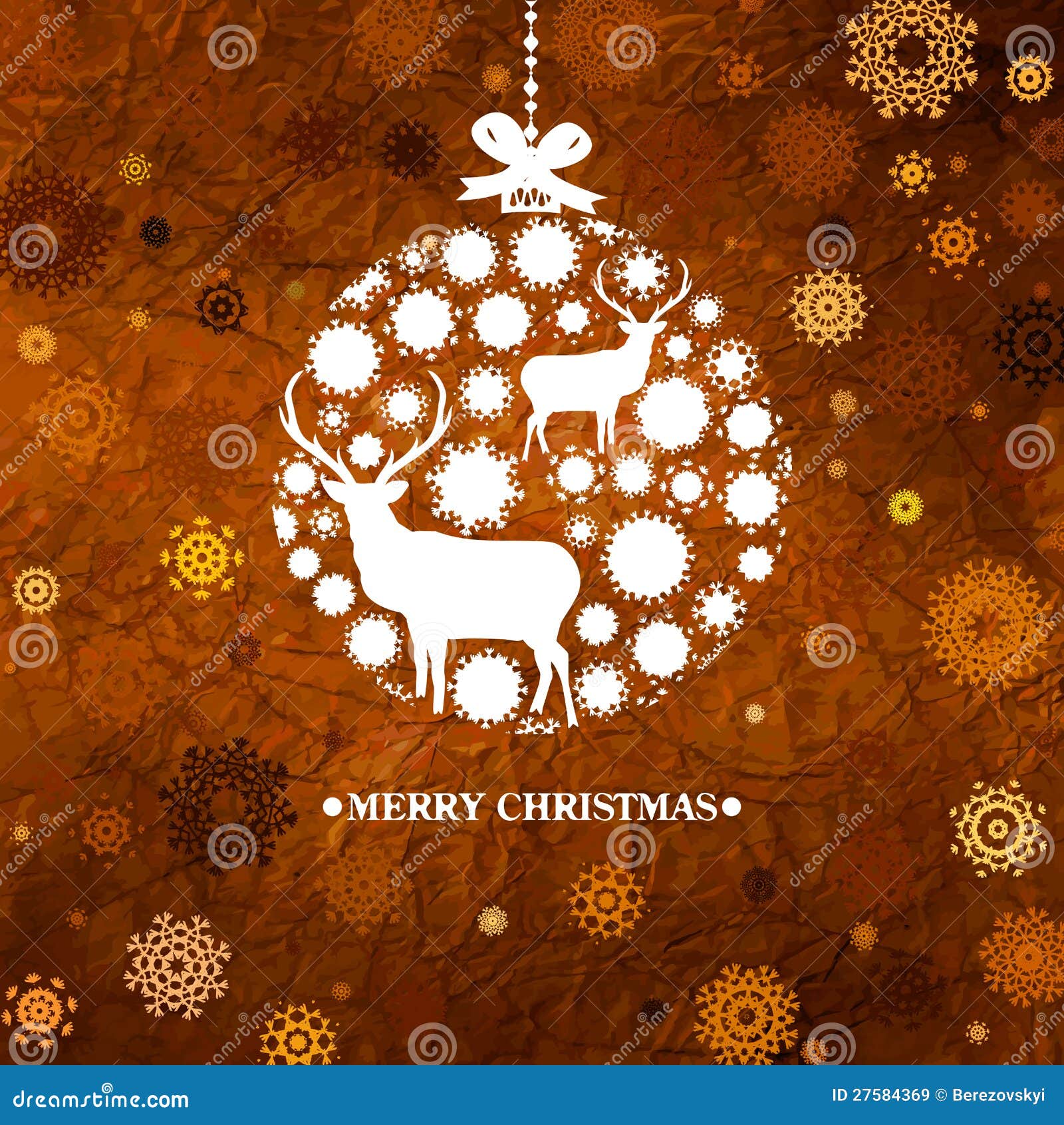 Christmas Ball Snowflakes and Deer. EPS 8 Stock Vector - Illustration ...