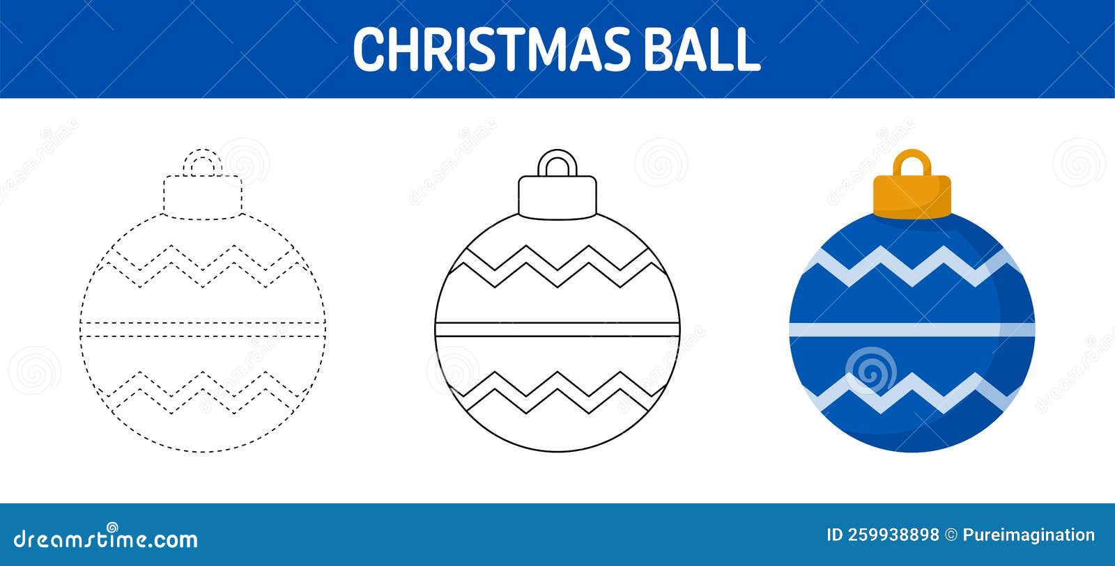 Christmas Ball Tracing and Coloring Worksheet for Kids Stock Vector ...