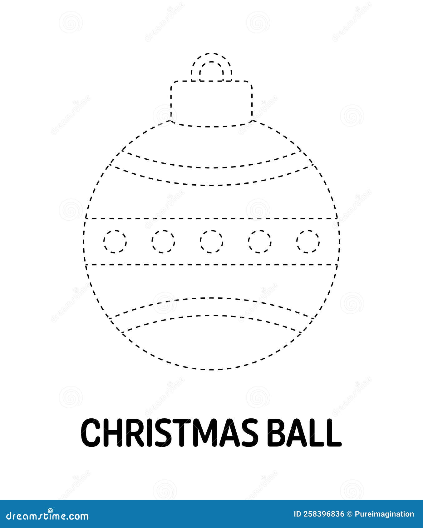 Christmas Ball Tracing Worksheet for Kids Stock Vector - Illustration ...