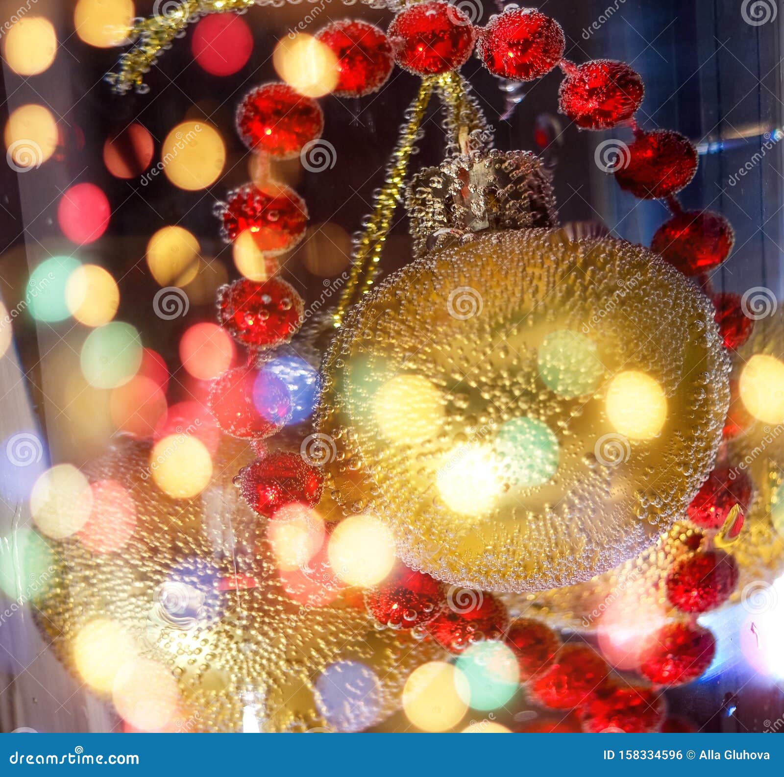 Christmas Ball in Water with Bubbles, Christmas Card Concept Stock ...