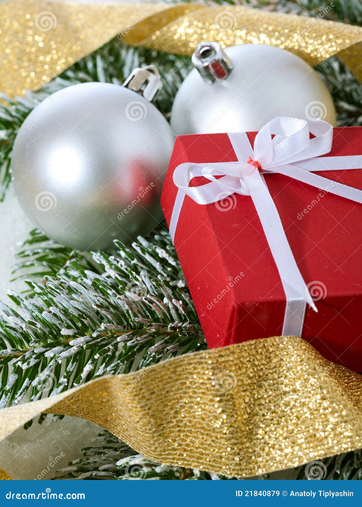 Christmas balls and box stock image. Image of decoration - 21840879