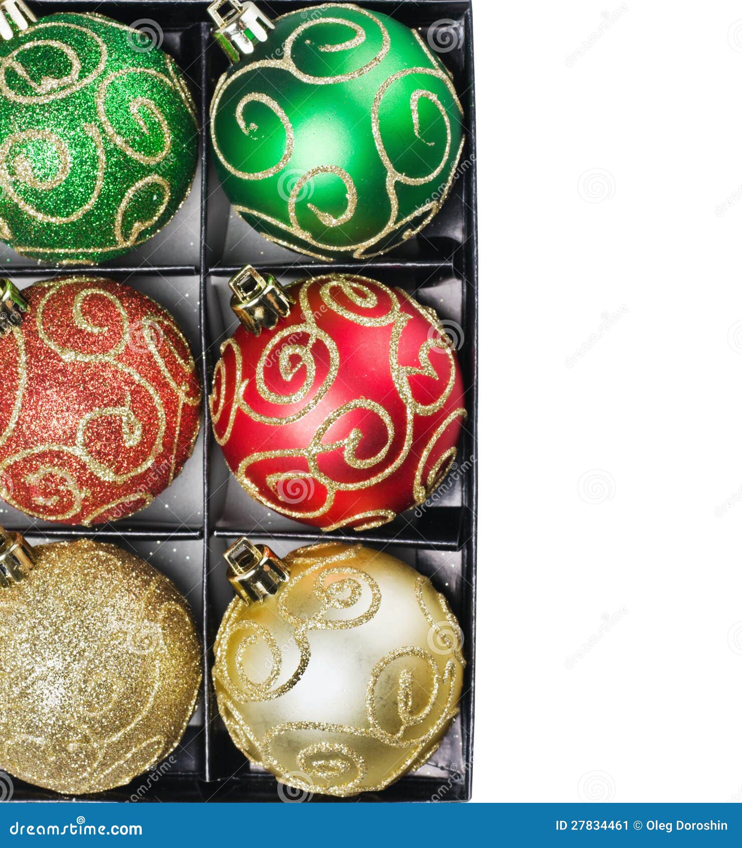 Christmas balls in a box stock image. Image of isolated - 27834461
