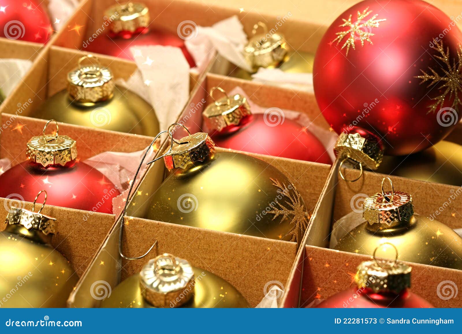 Christmas Balls in Box with Paper Wrapping Stock Image - Image of ...