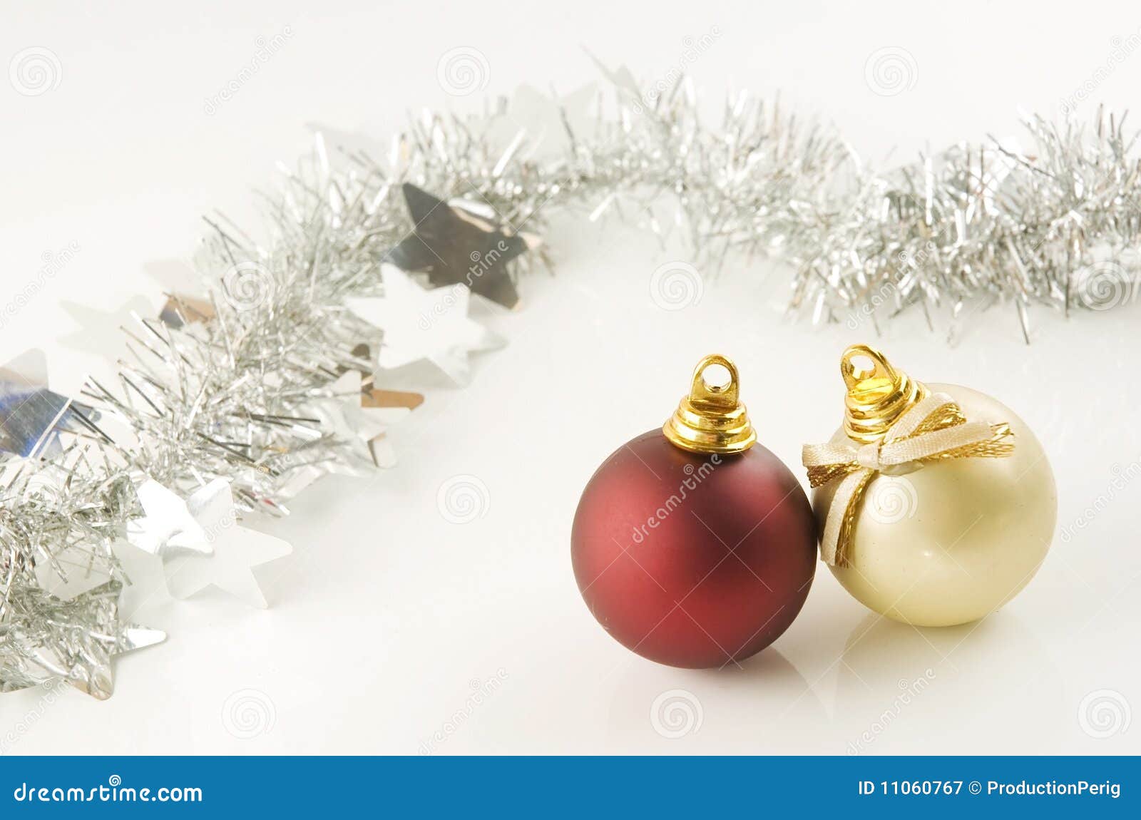 Christmas Balls and Festoon Stock Image - Image of white, silver: 11060767