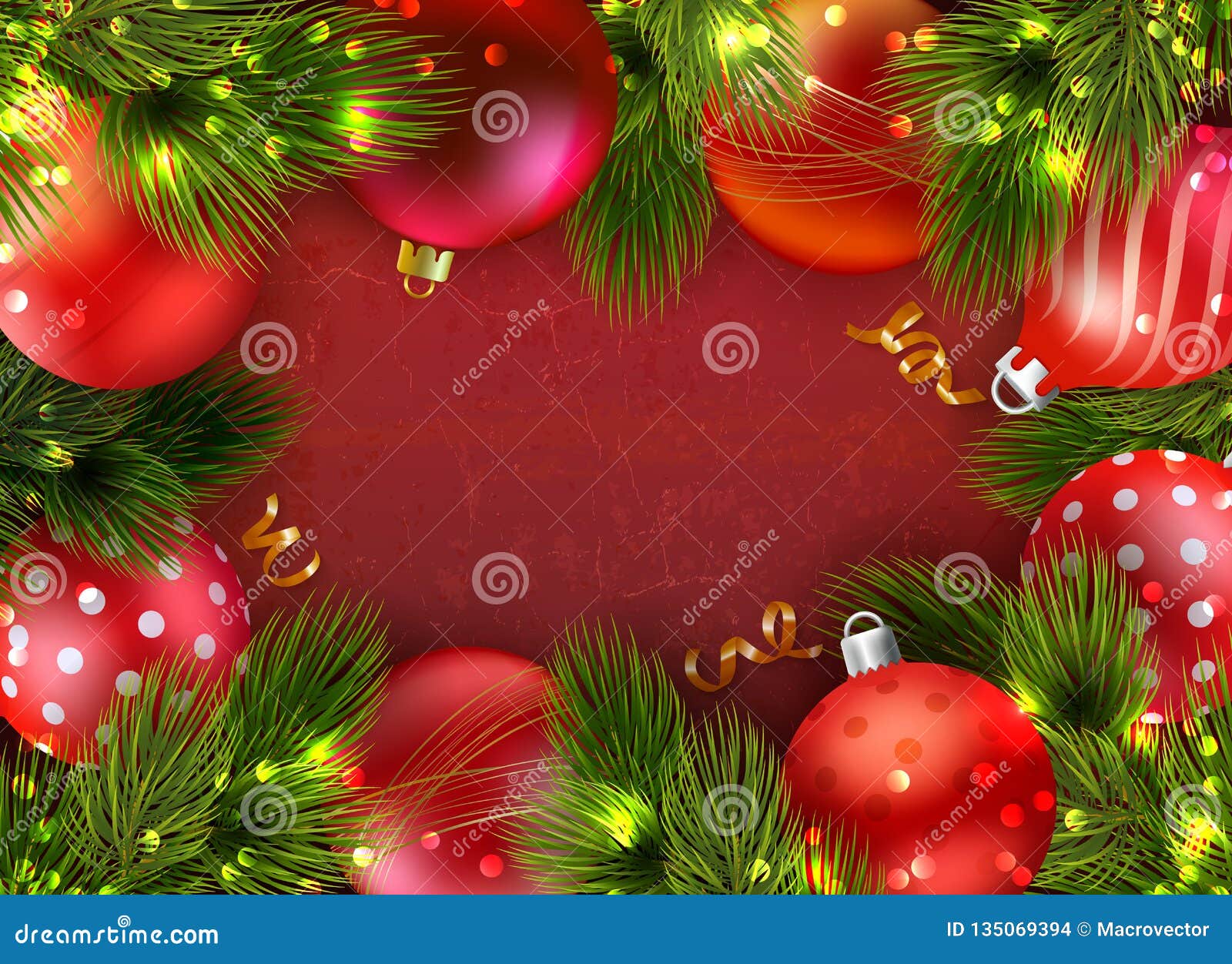 Christmas Balls Frame Composition Stock Vector - Illustration of gold ...