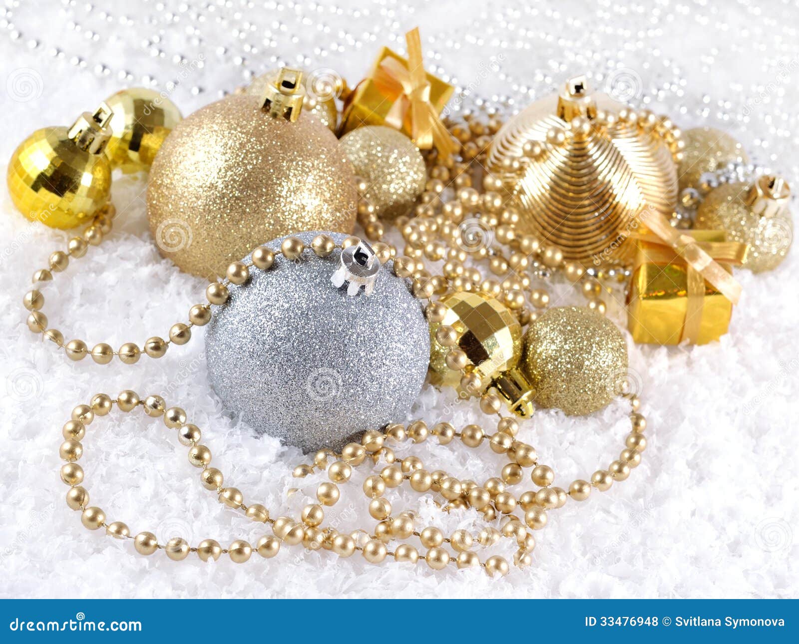 Christmas Balls and Garland Stock Photo - Image of adornment, accessory ...