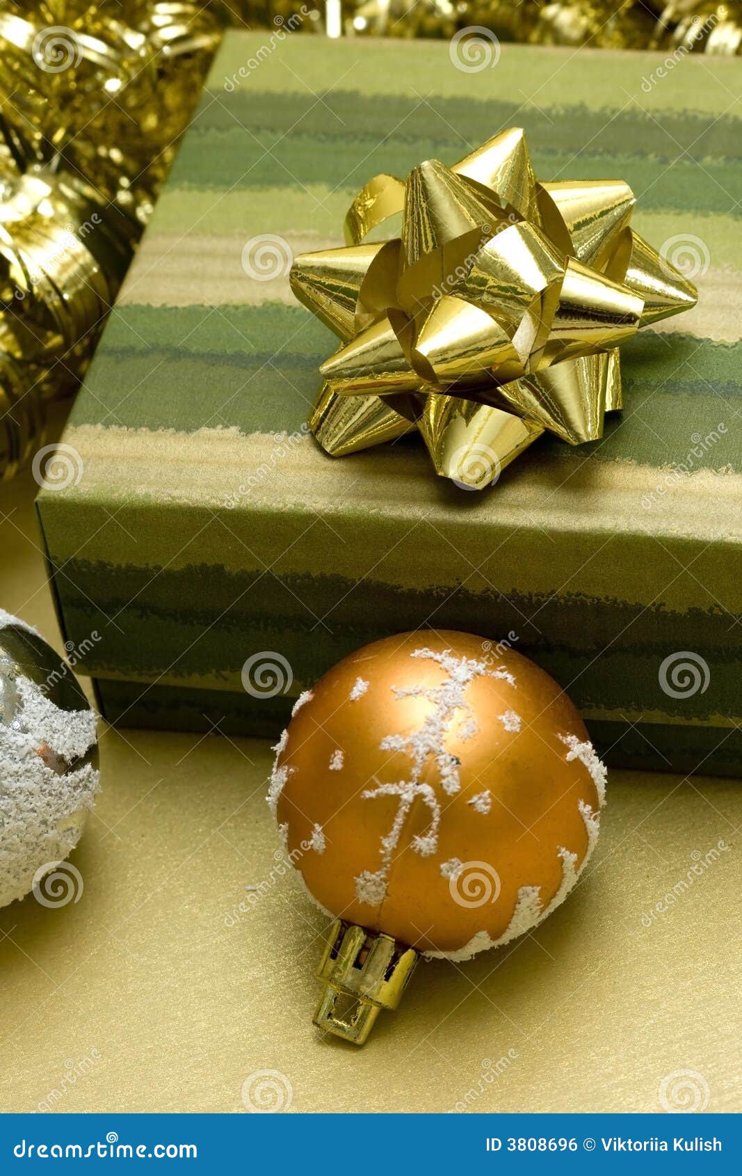 Christmas Balls and Gift Box Stock Photo - Image of garland, decorate ...