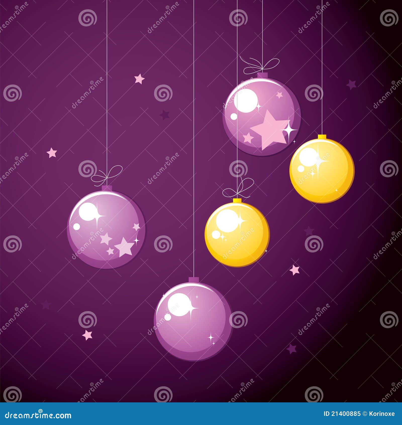Christmas Balls on Purple Background Stock Vector - Illustration of ...