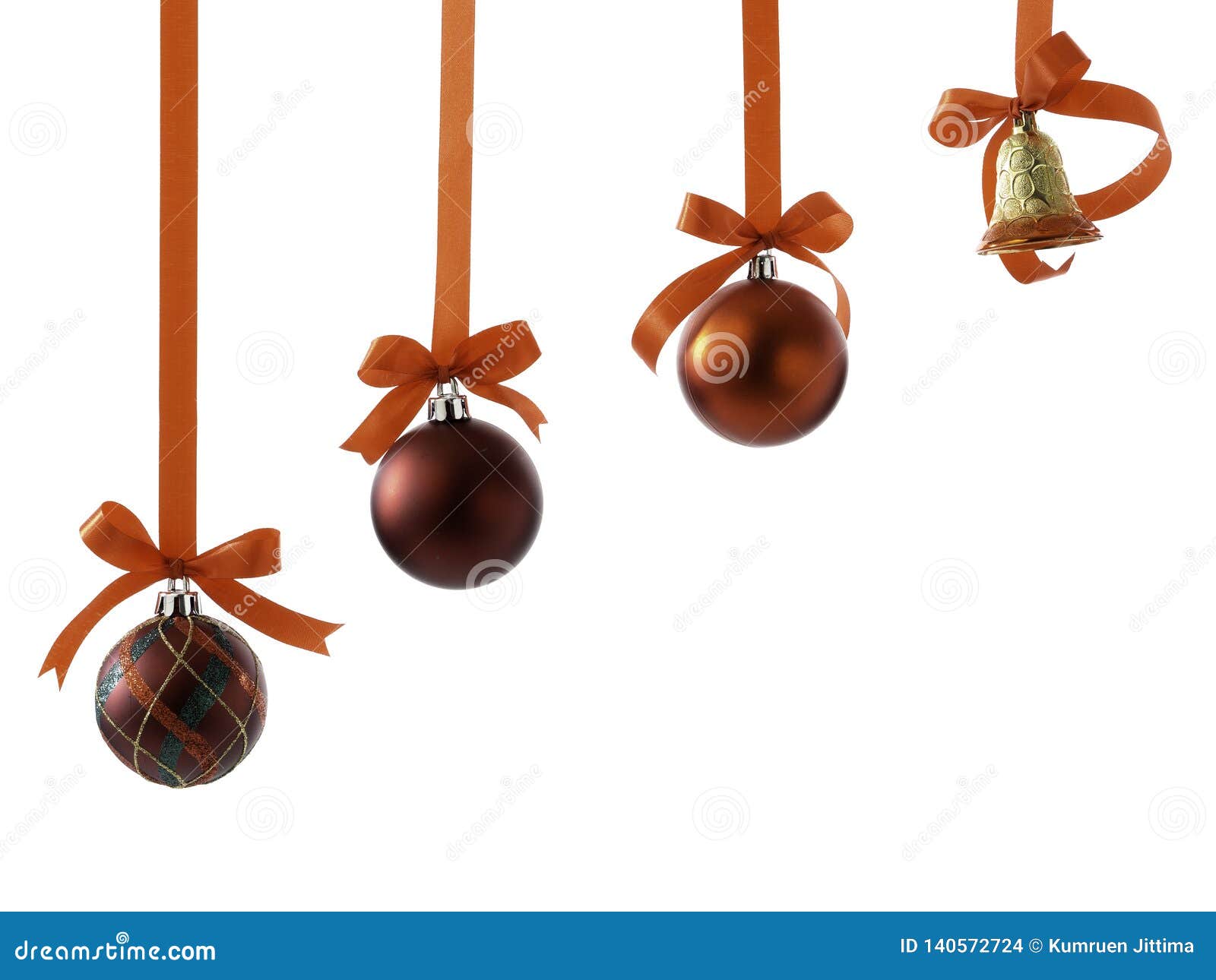 Christmas Balls with Ribbons and Bow on White Stock Photo - Image of ...