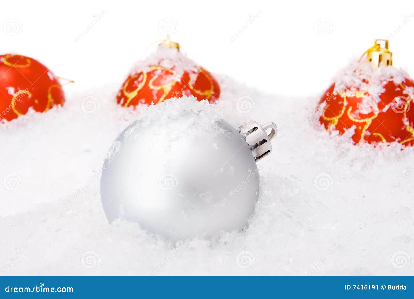 Christmas balls with snow stock image. Image of merry - 7416191