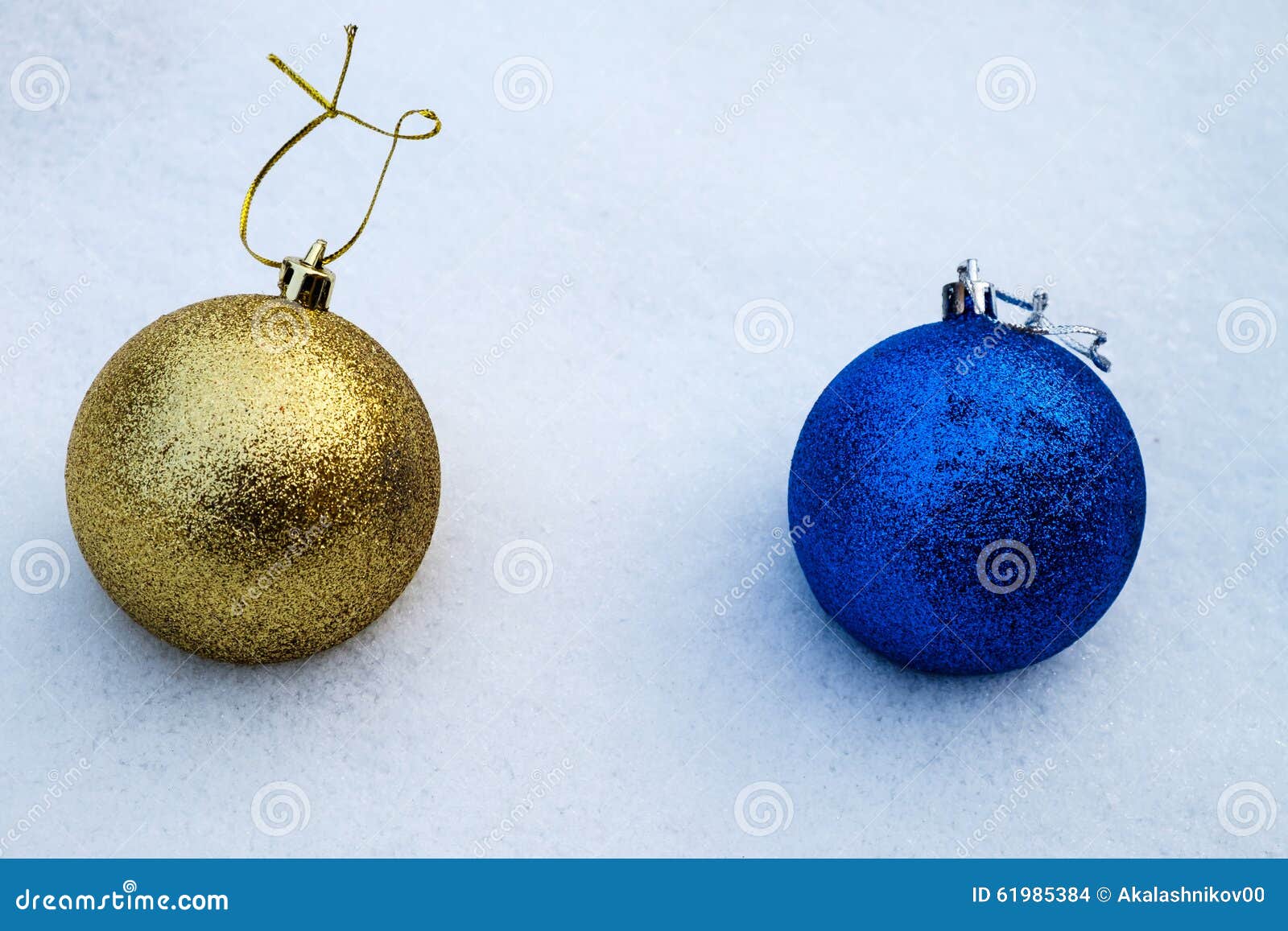 Christmas Balls on the Snow Stock Photo - Image of blue, ornament: 61985384