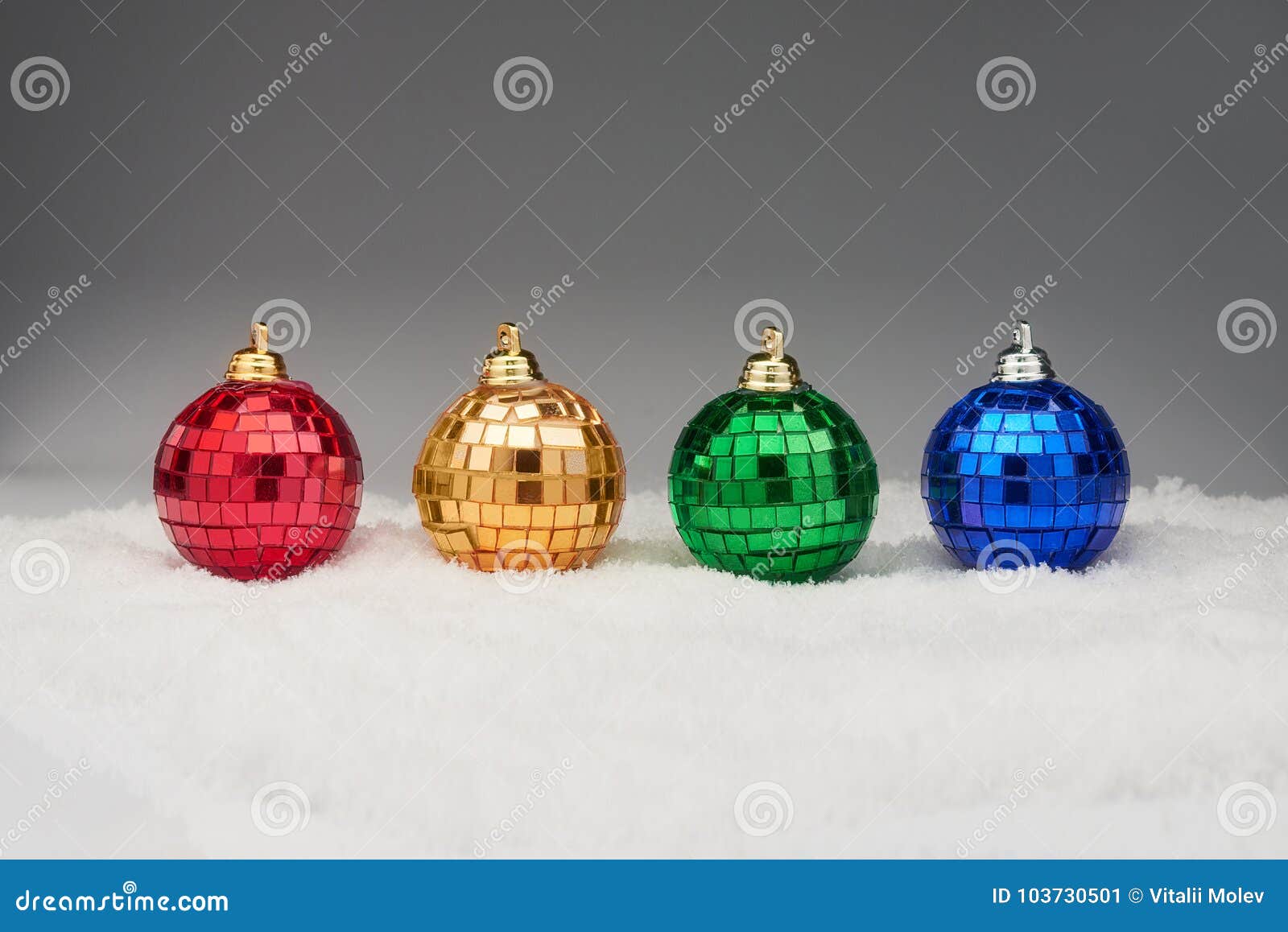 Christmas balls on snow stock image. Image of ball, ornament - 103730501