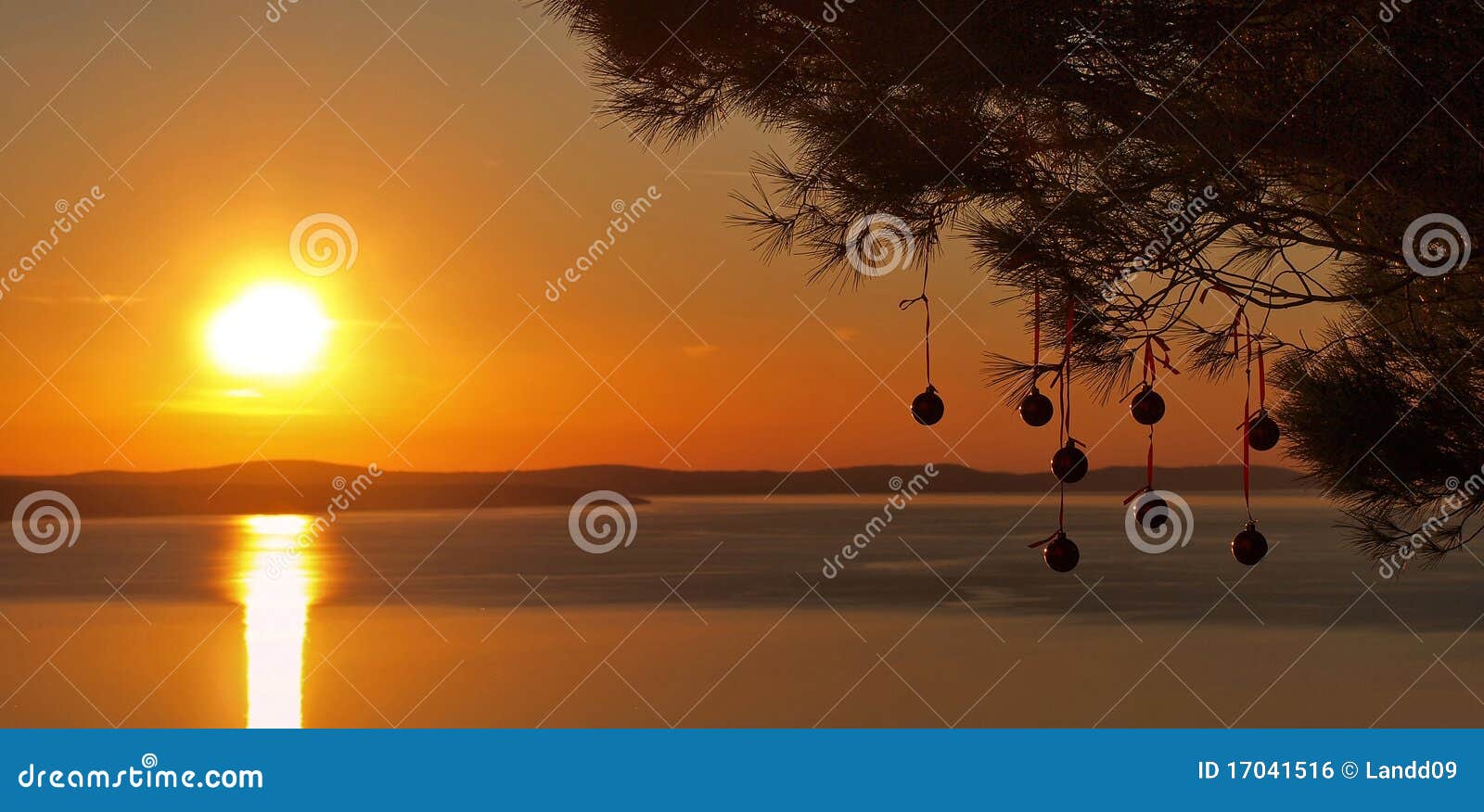 Christmas Balls at Sunset on Sea Stock Photo - Image of abstract ...