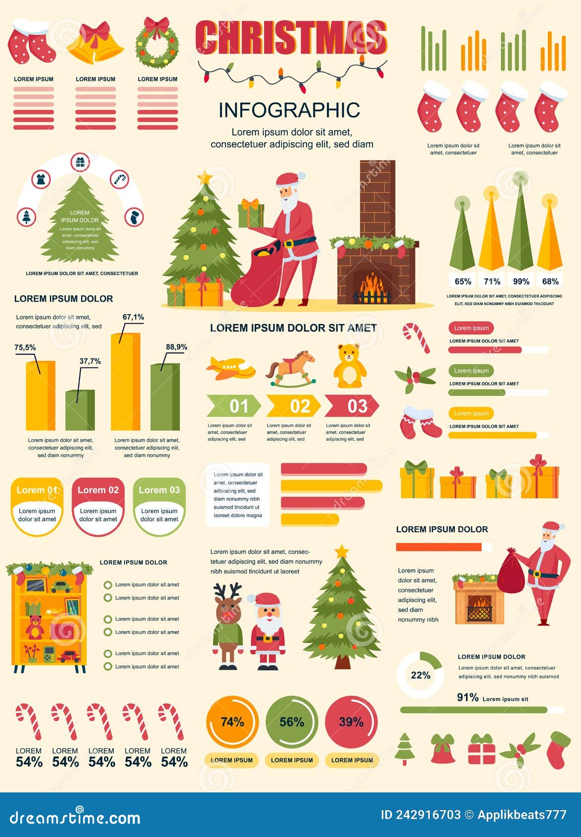 Christmas Banner with Infographic Elements. Holiday Poster Template ... Christmas Banner with Infographic Elements. Holiday Poster Template ...