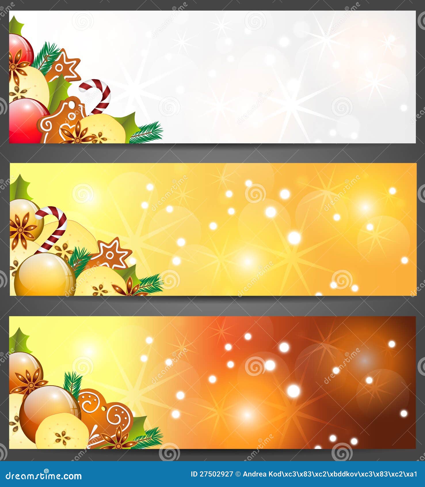 Christmas Banners with Apples, and Decorations Stock Vector ...